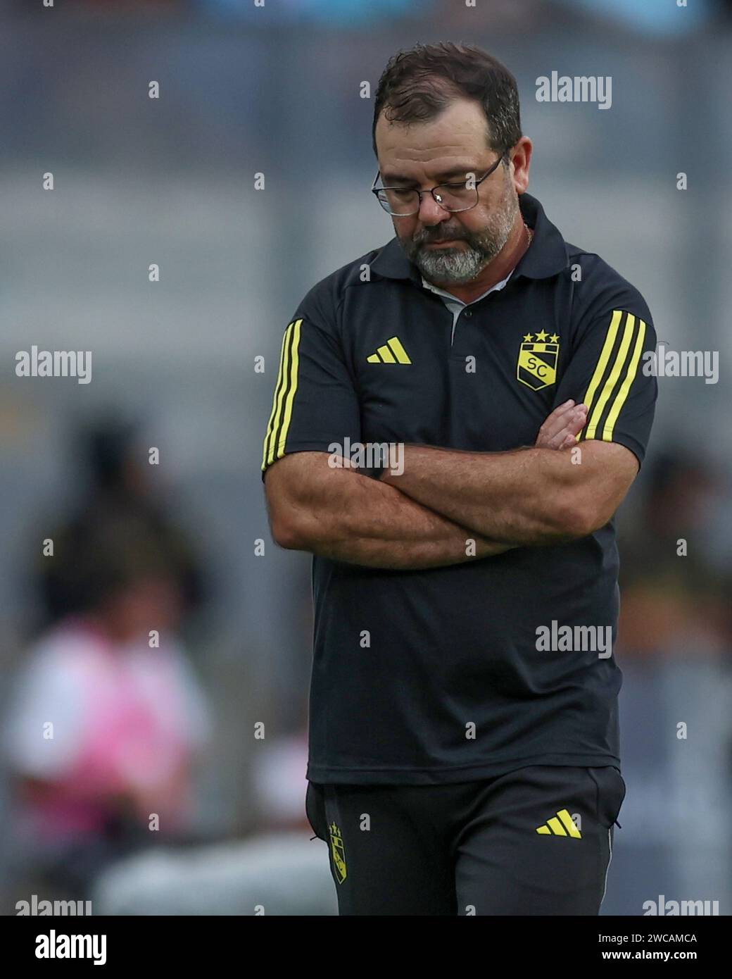 Lima, Peru. 14th Jan, 2024. Sporting Cristal head coach Enderson ...
