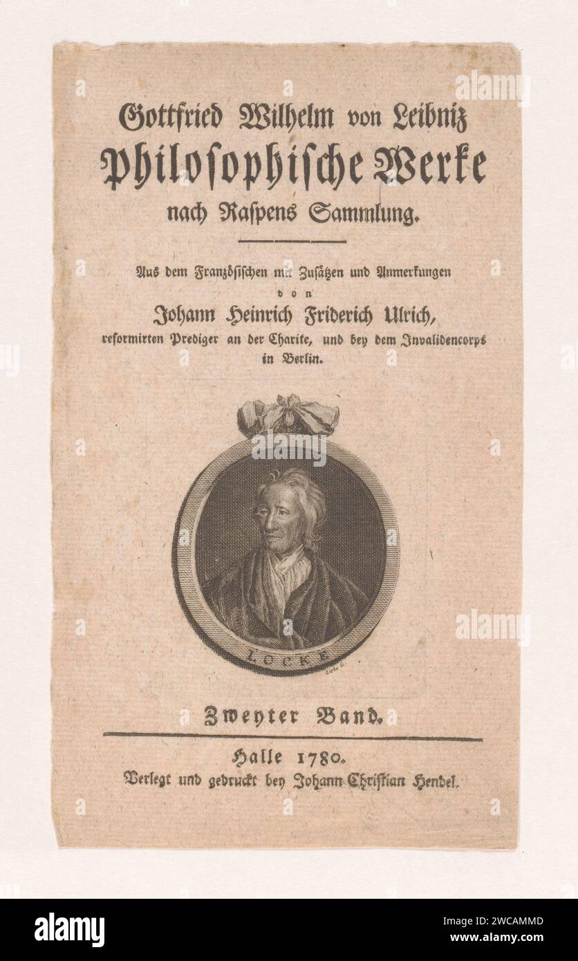 PortraT van John Locke, Gottlob August Love, after Gottfried Kneller ...