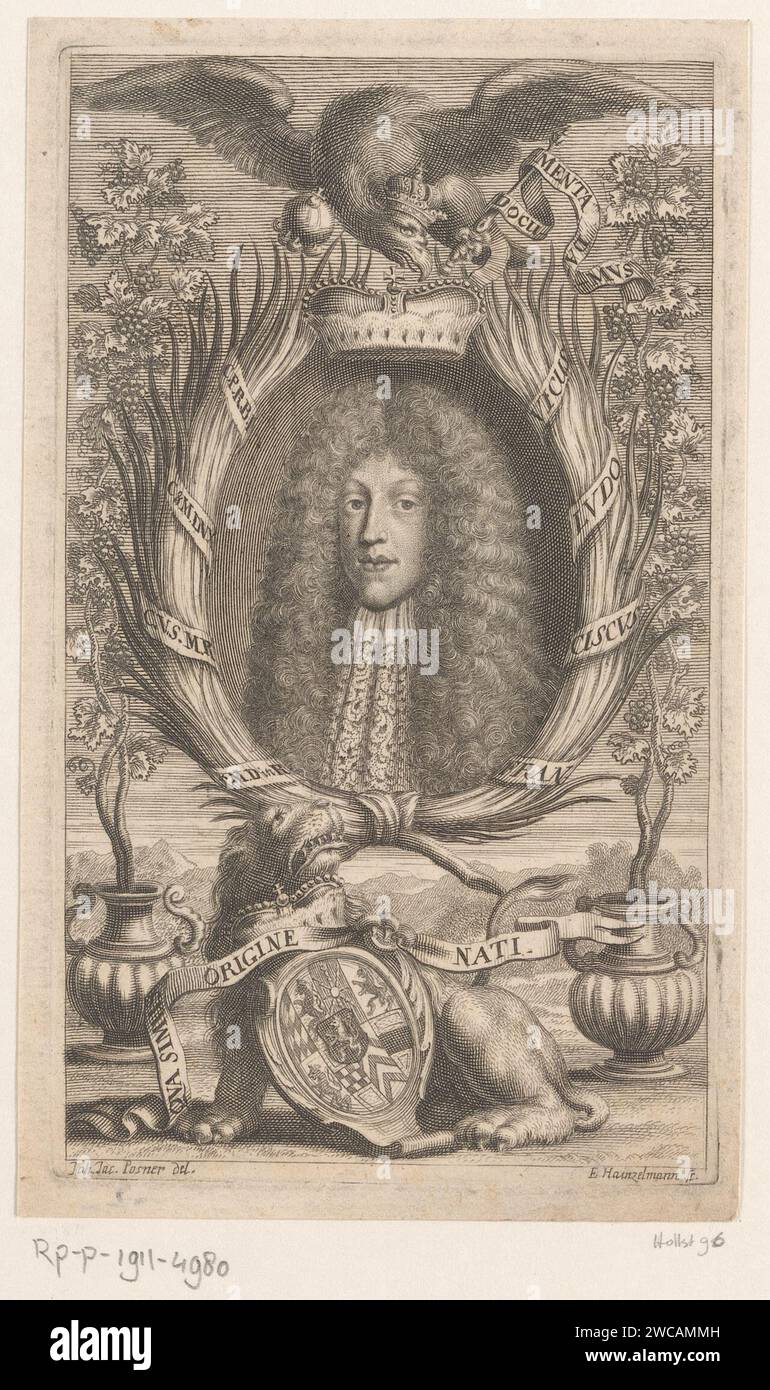 Portrait van Franz Ludwig von Pfalz -Neuburg, Elias Hainzelmann, after ...