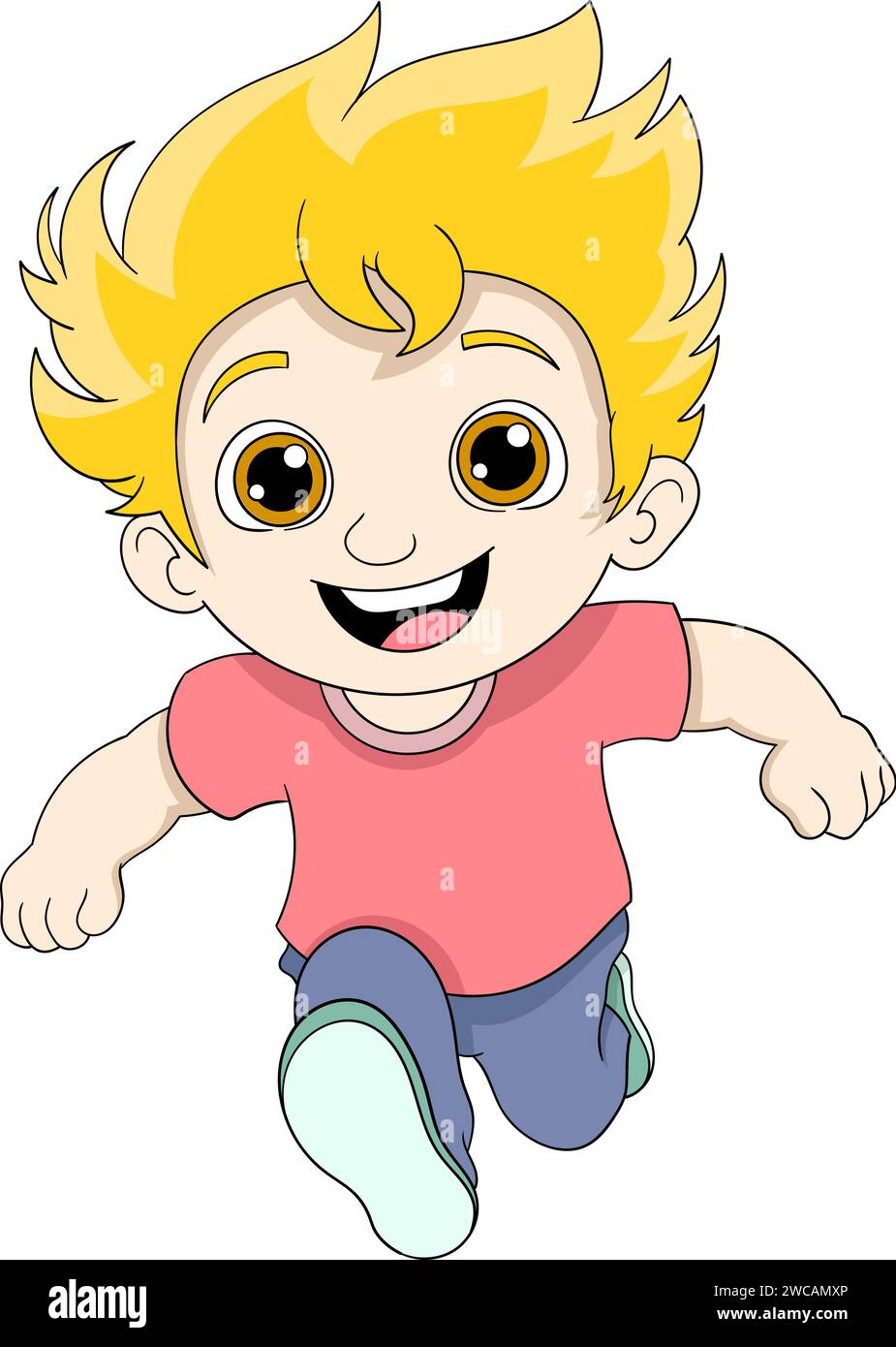 a yellow haired boy was running Stock Vector Image & Art - Alamy