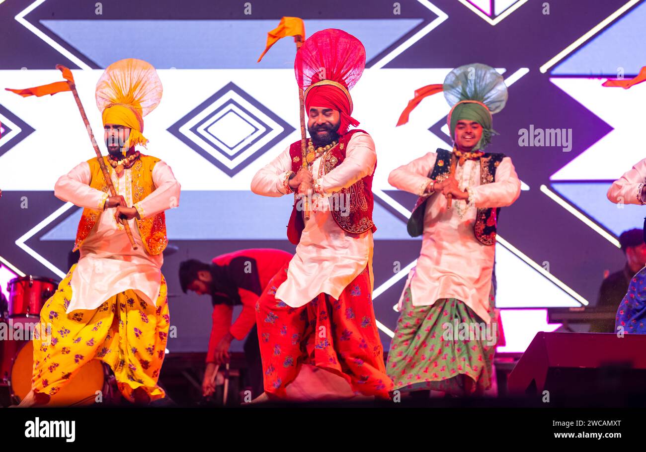 Group of punjabi artists from punjab performing bhangra dance in ...