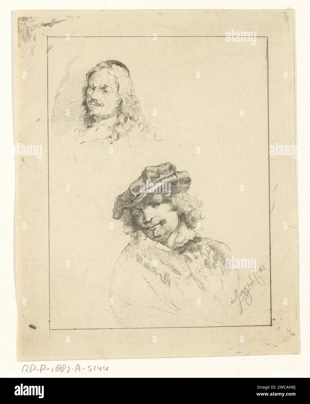 Portraits of Rembrandt and Tilmans, Jan Karel Jacob de Jonge, 1848 ...