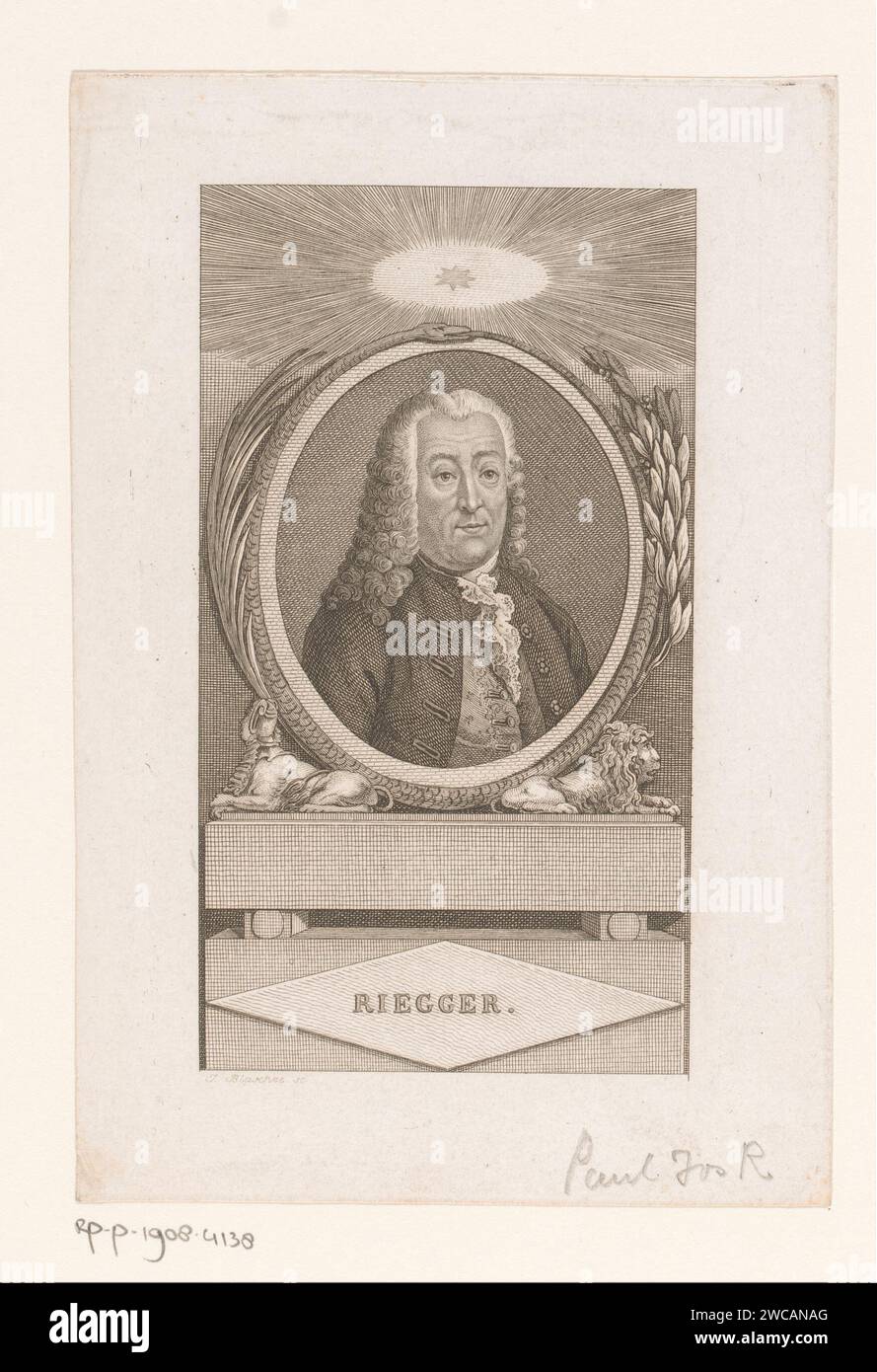 Portret is Paul Joseph Riegger, John Blaschke, 1808 print Vienna paper ...