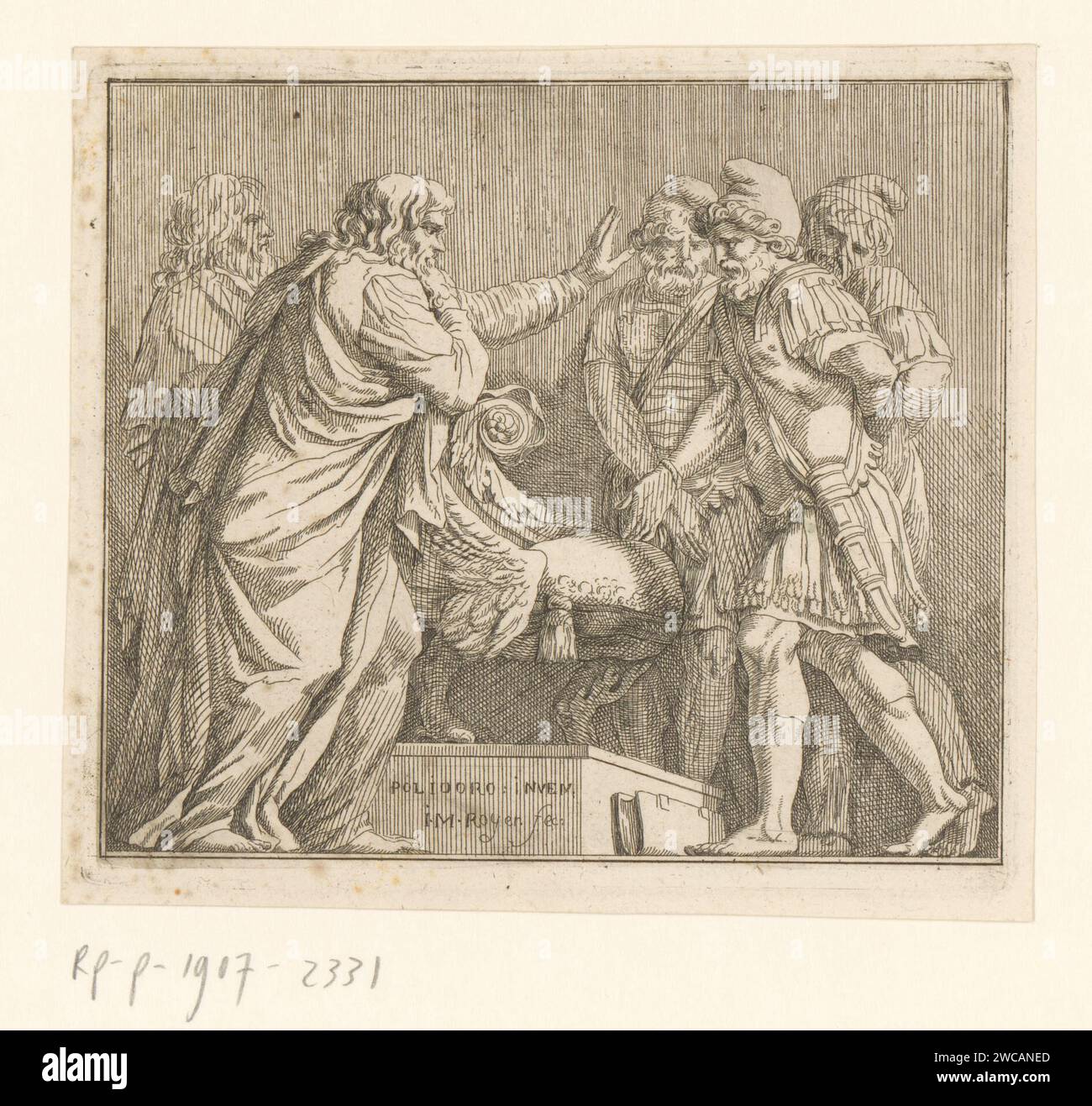 Mythologisch-historische scene, Jean Matthias Royer, after Polidoro da ...