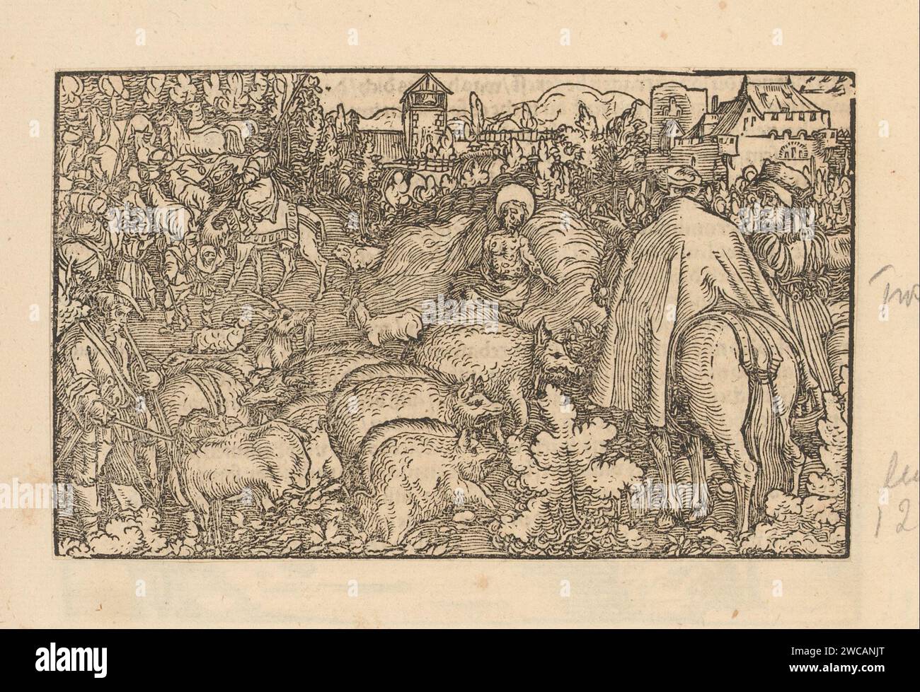 Shepherds float and in the background Job on a dung heap, Anonymous ...