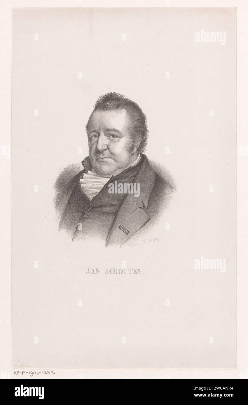 Portrait of Jan Schouten, Anonymous, Royal Dutch Stone Pressure of C.W ...