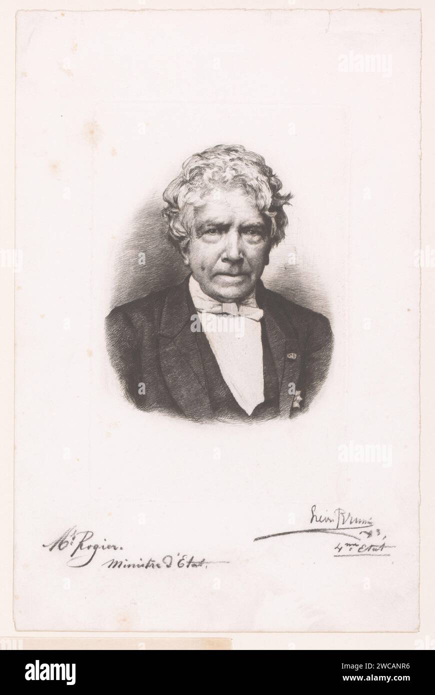 Portrait of Charles Rogier, Léon Brunin, 1883 print paper etching ...