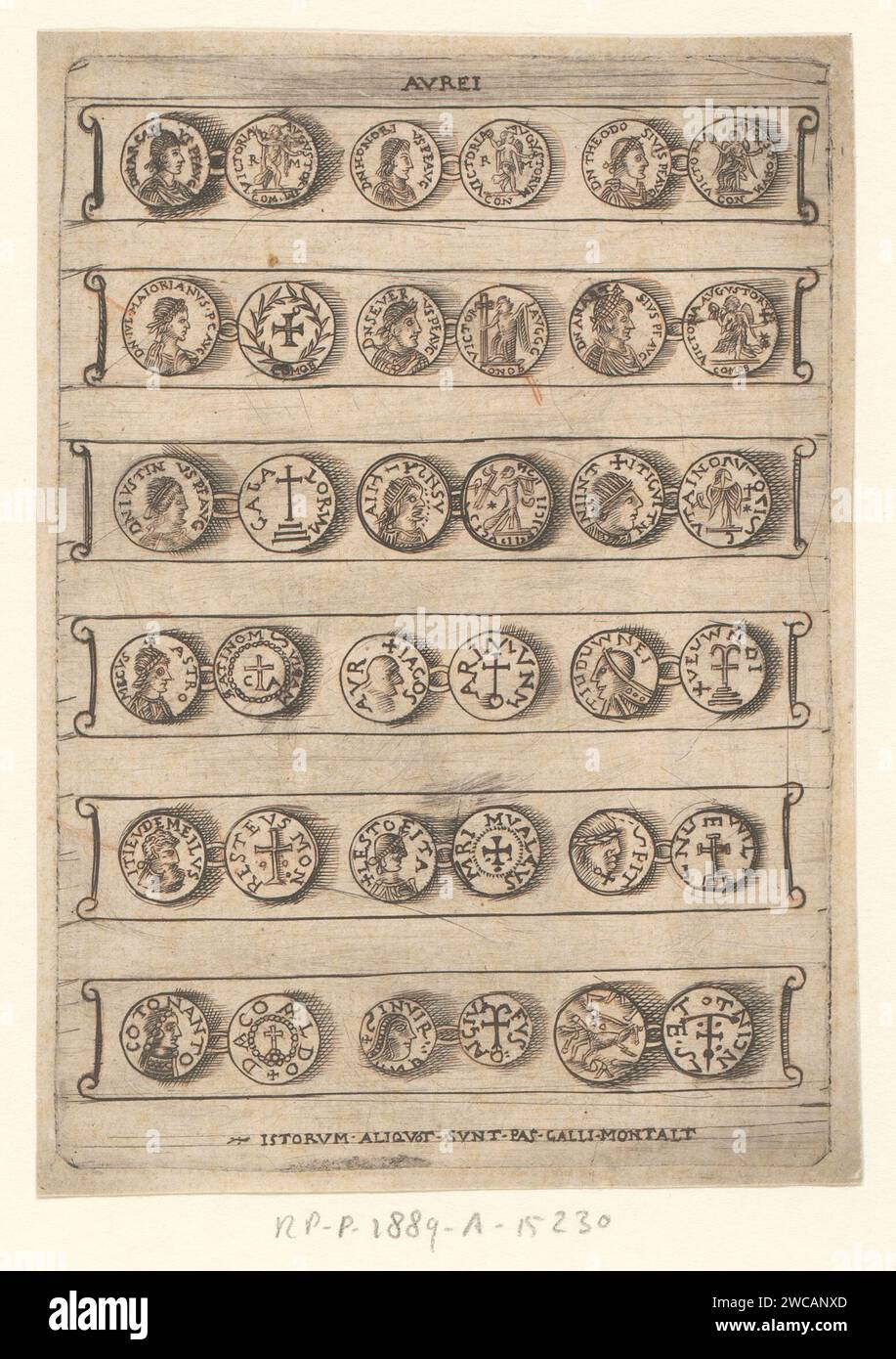 Front and back of eighteen antique and medieval gold coins, anonymous ...