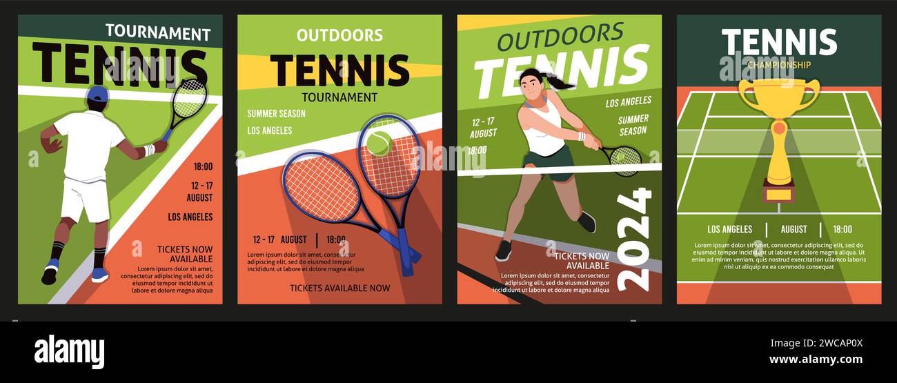 Tennis cards. Invitation posters, sports tournaments and competitions ...