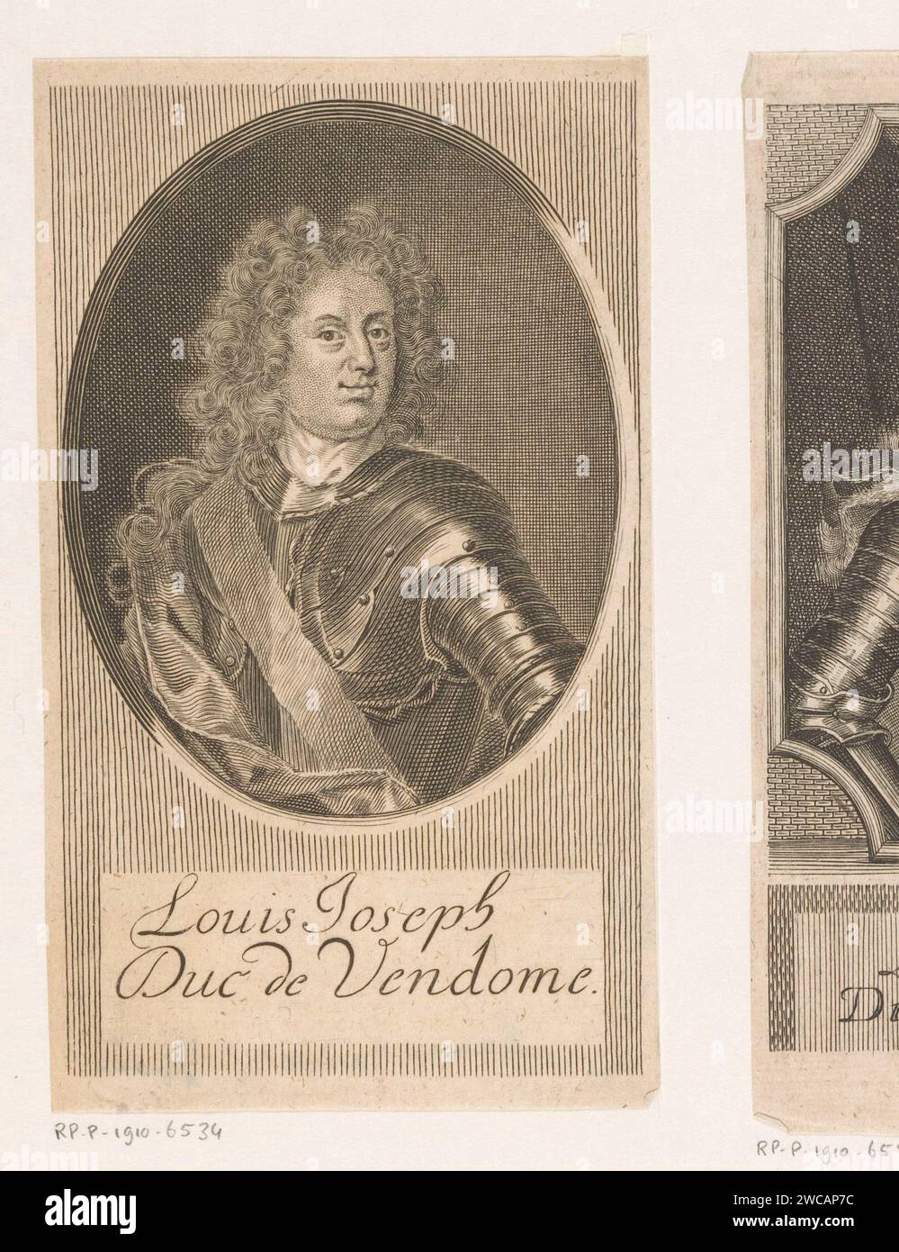 Portrait of Louis Joseph De Bourbon Vendôme, Martin Berbigeroth, 1705 print Leipzig paper ...