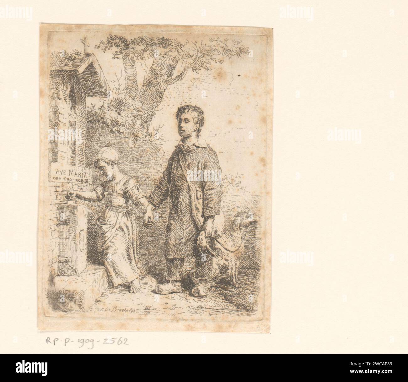 Two blind children put money with an Maria altar, Ferdinand de ...