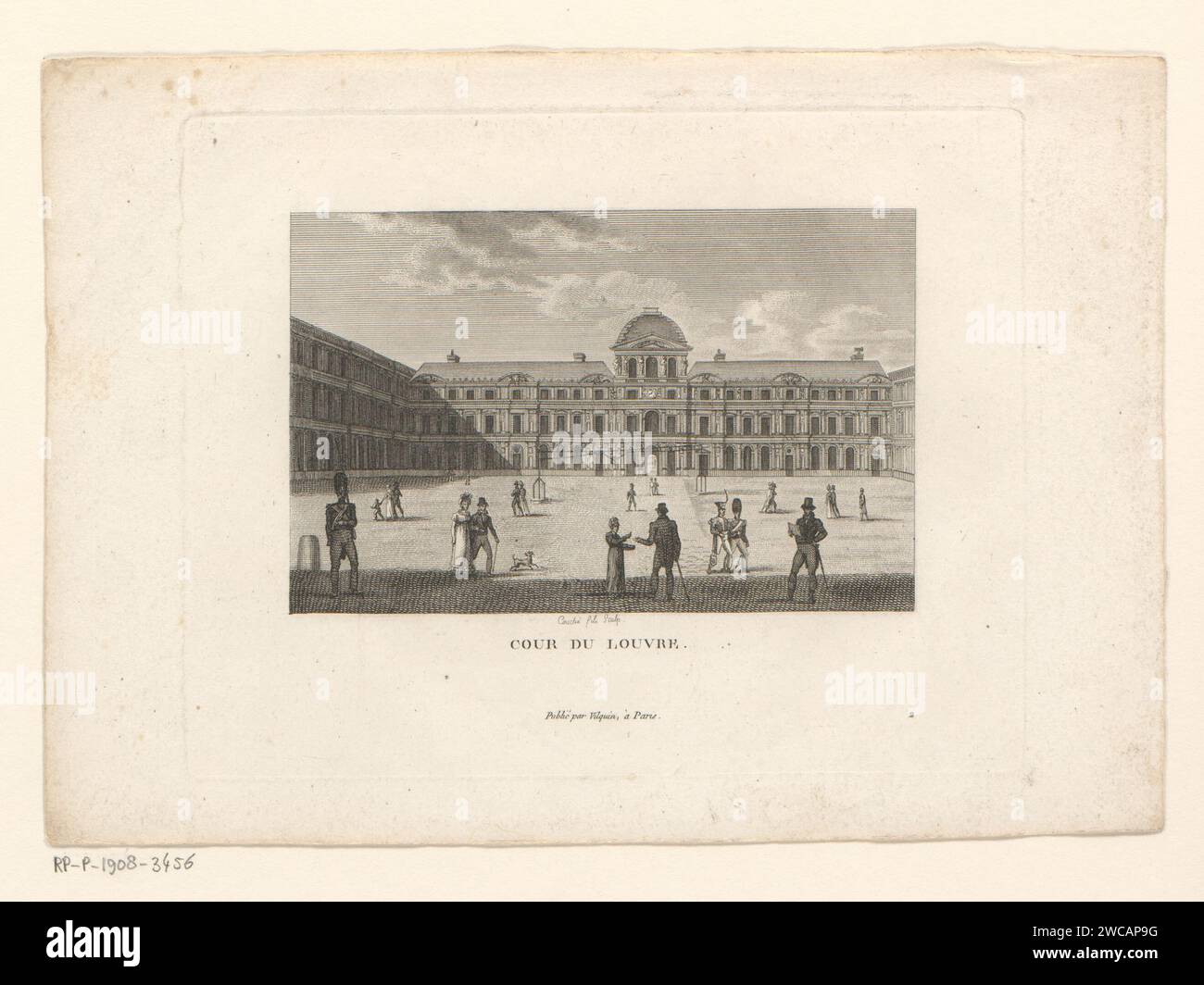 View of the Cour Carrée of the Palais du Louvre in Paris, François ...
