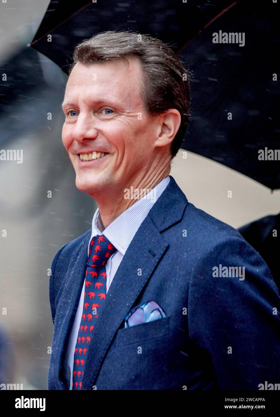 Copenhagen, Denmark. 15th Jan, 2024. Prince Joachim of Denmark arrives ...