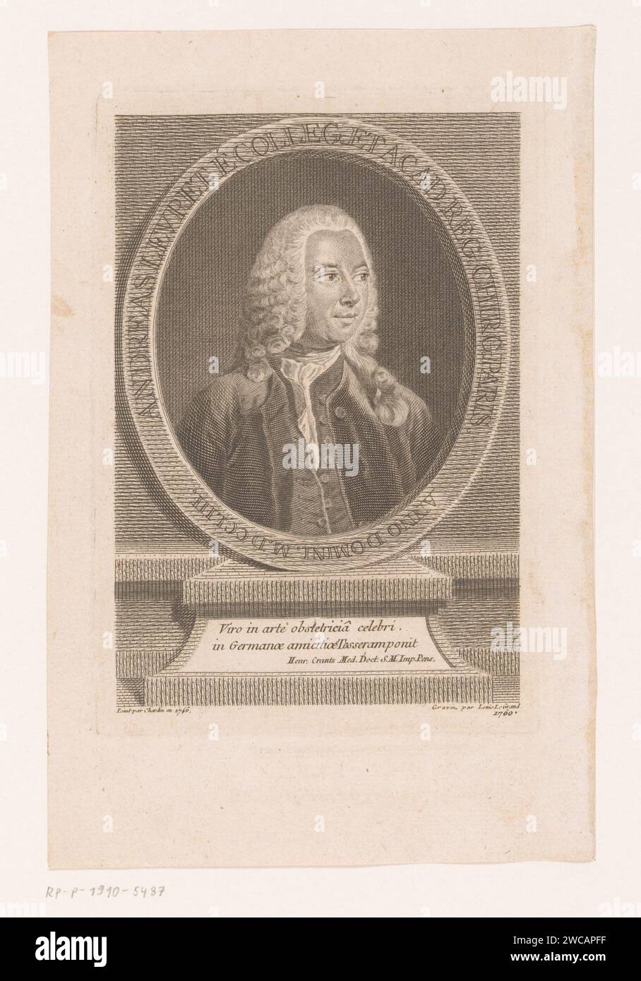 Portret van André Levret, Louis Claude Legrand, after Jean Baptiste ...