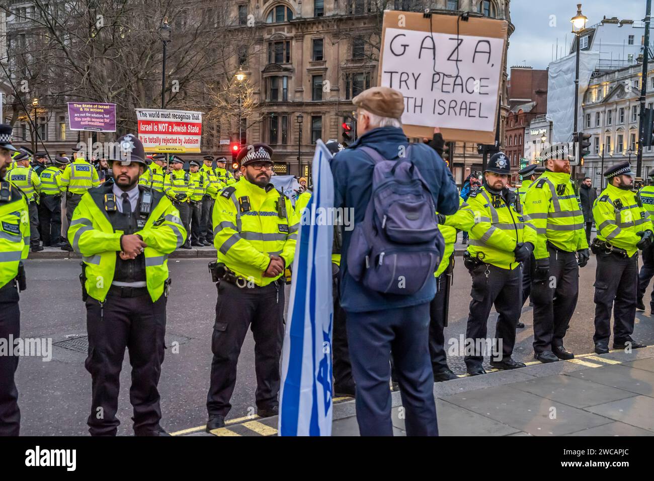 Sole Jewish protestor with placard 'Gaza, Try Peace with Israel' in ...