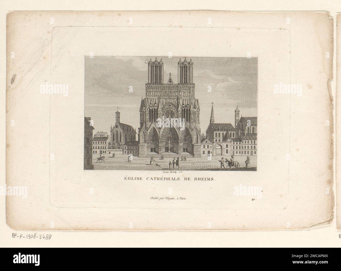 View of the Cathedral of Reims, François Louis Couché, 1818 print Paris ...