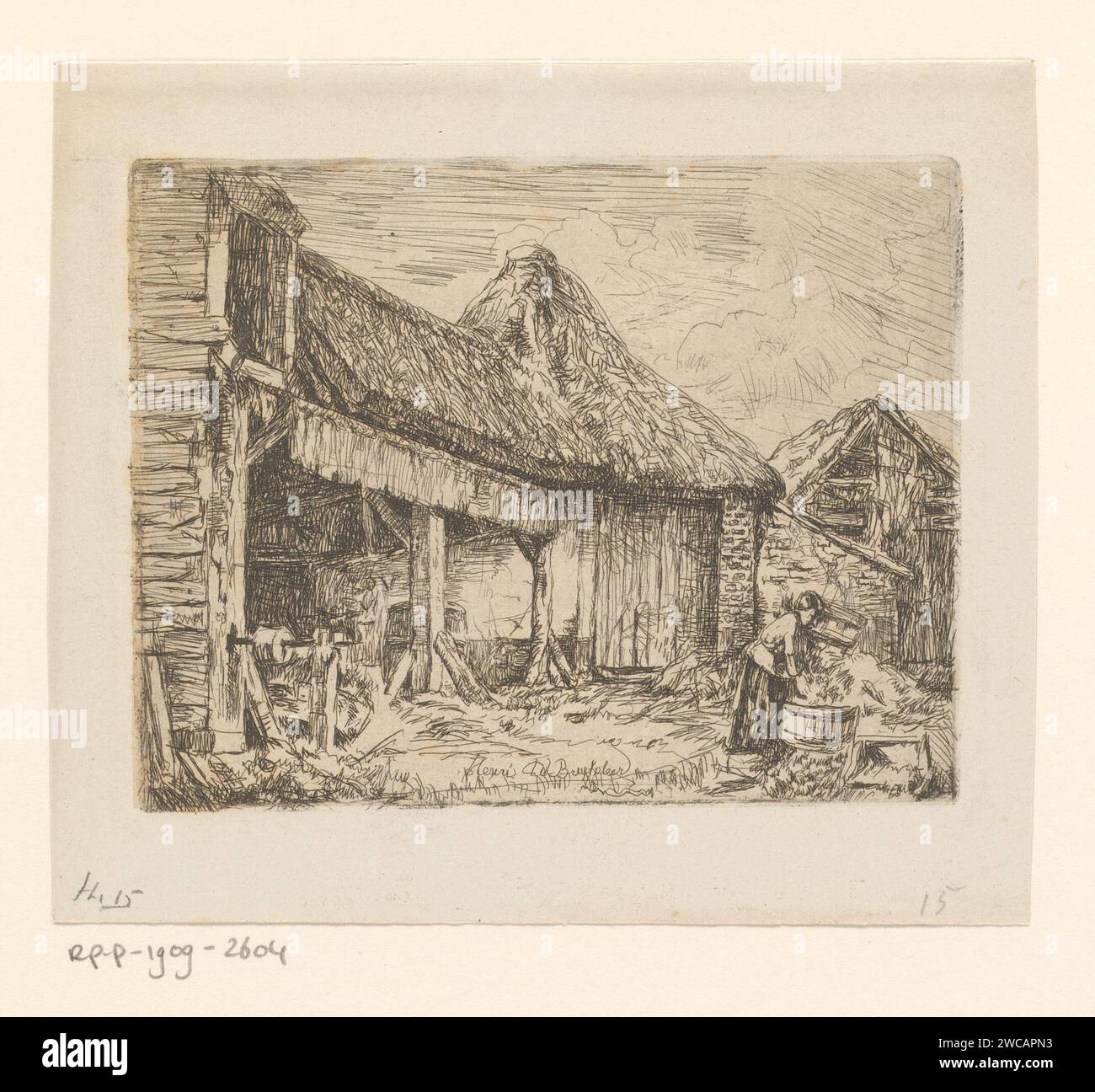 Washing Woman in front of a barn, Henri de Braekeleer, 1850 - 1879 ...