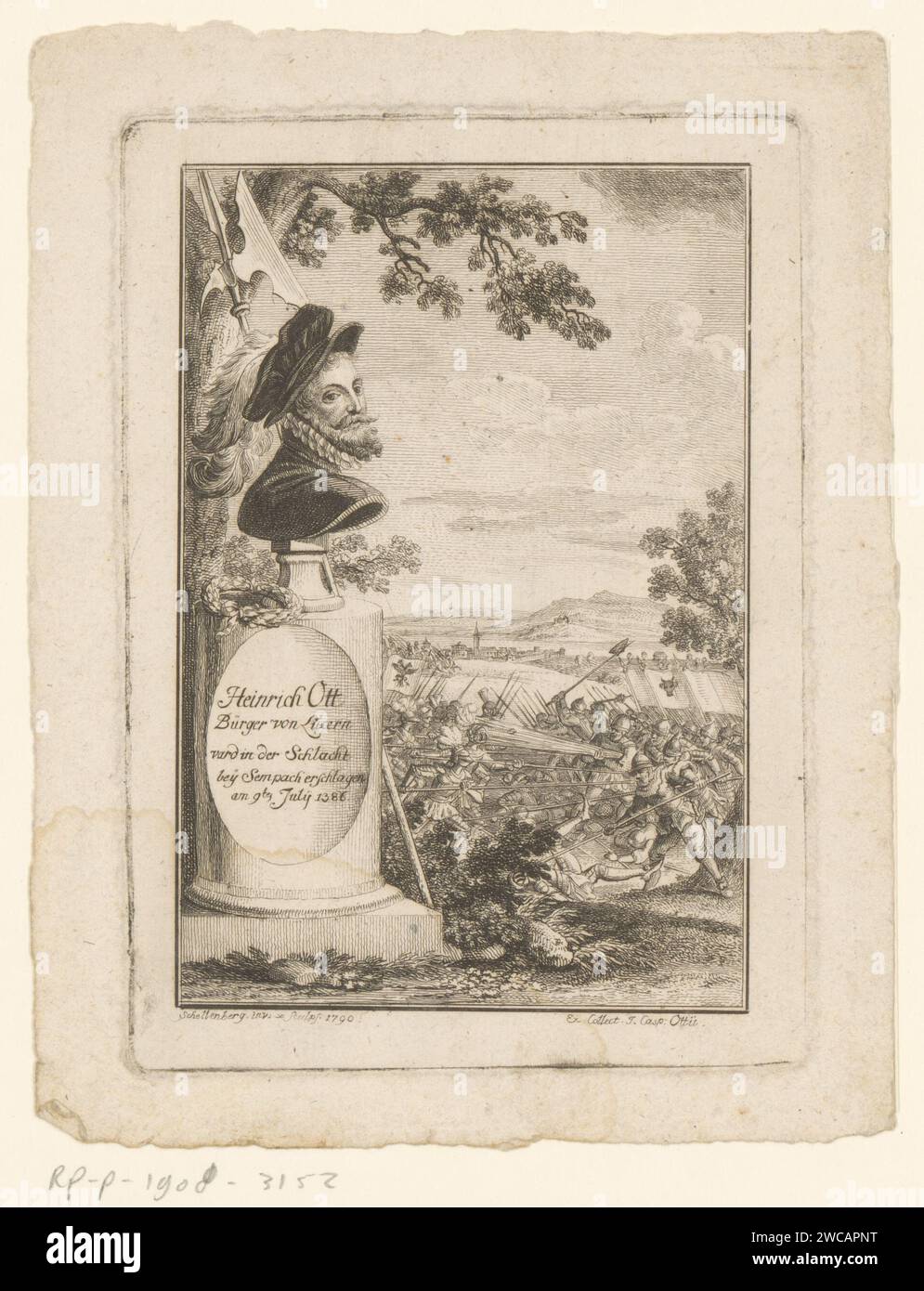 Portret is Heinrich there, Johann Rudolph Schellenberg, 1790 print ...