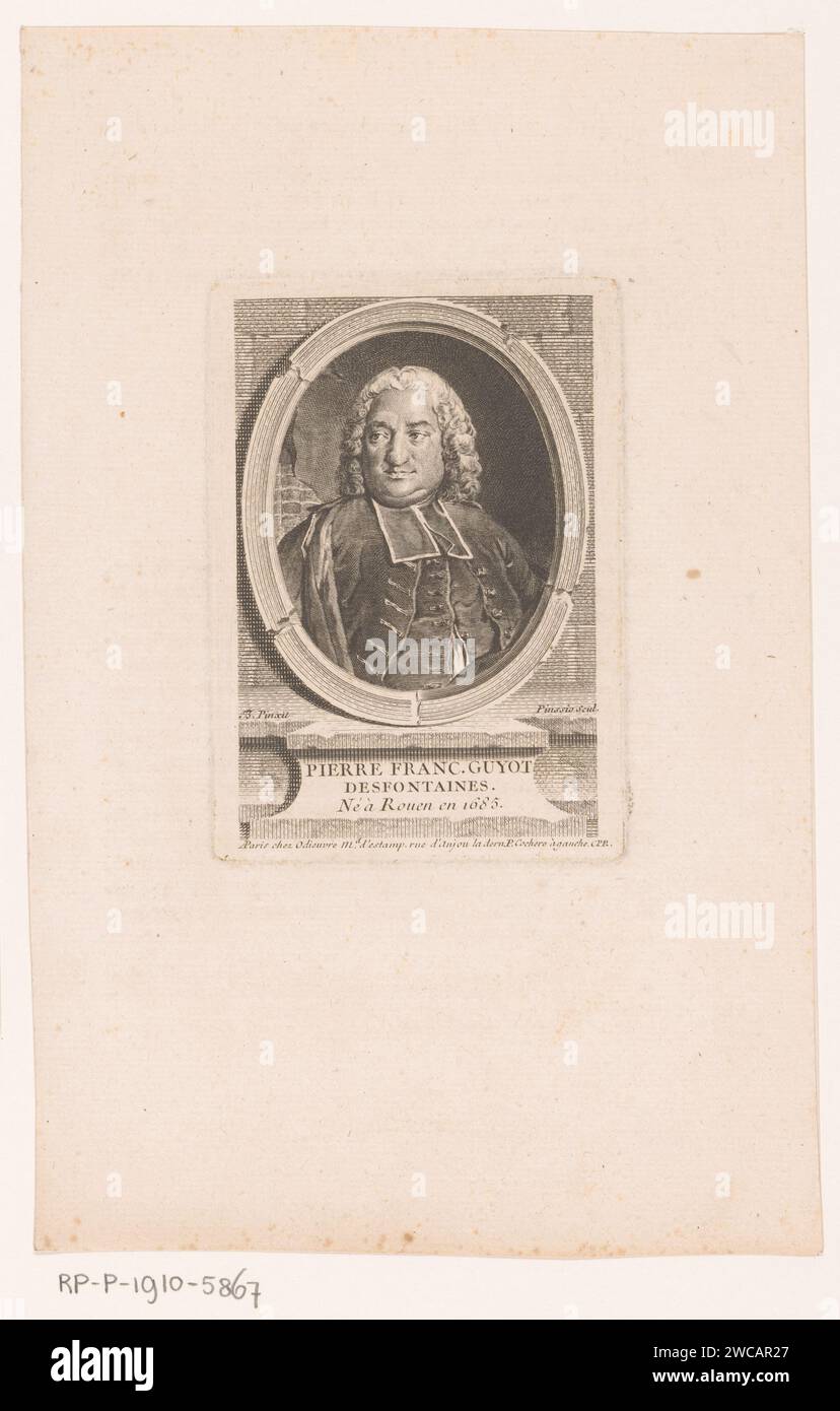 Portret van Pierre Desfontaines, Sébastien Pssinsio, After Monogrammist ...