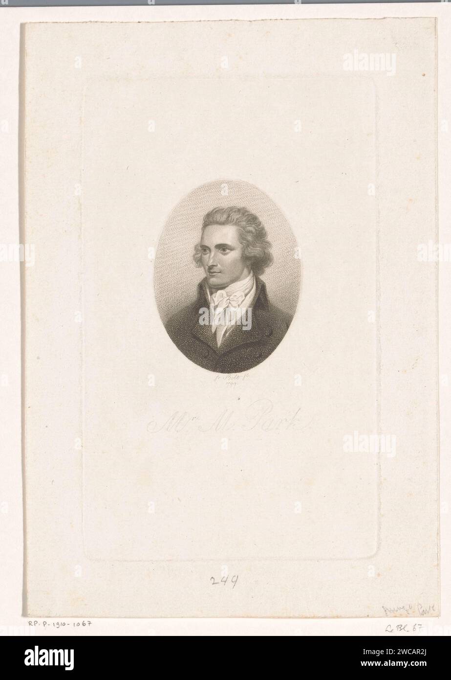 PortraT van Mungo Park, Johann Friedrich Bolt, 1799 print Berlin paper ...