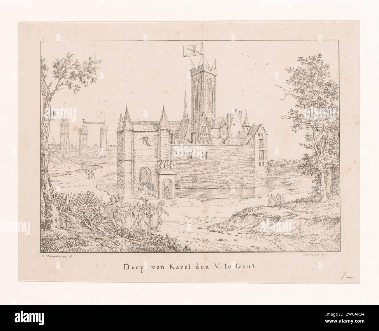 Baptism of Charles V in Ghent, Eugène Verboeckhoven, 1808 - 1881 print ...