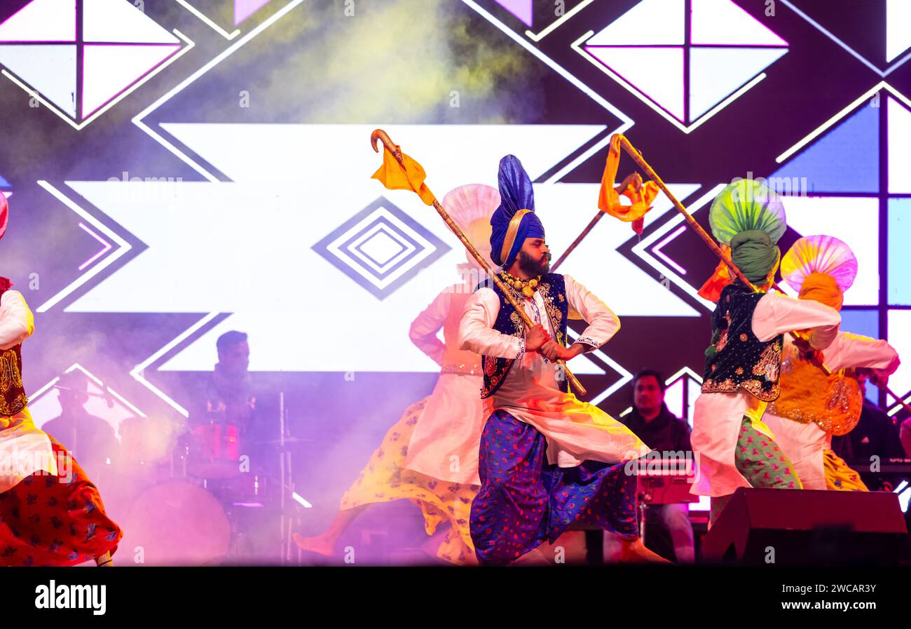 Group of punjabi artists from punjab performing bhangra dance in ...