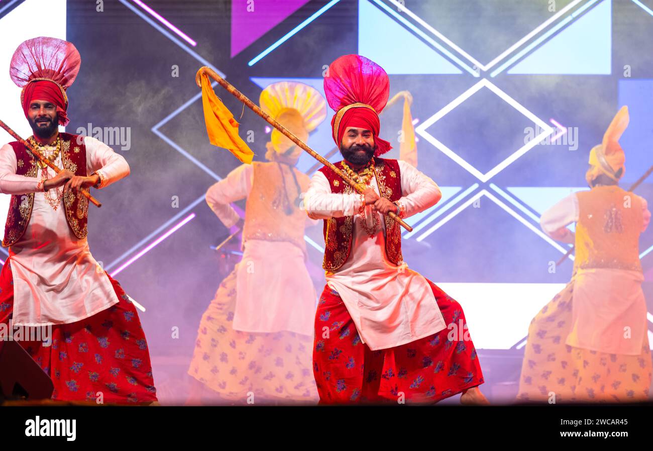Group of punjabi artists from punjab performing bhangra dance in ...