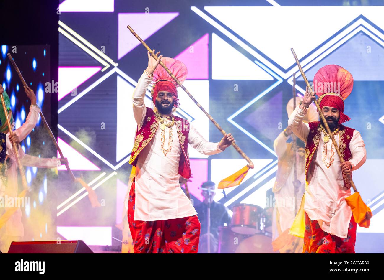 Group of punjabi artists from punjab performing bhangra dance in ...
