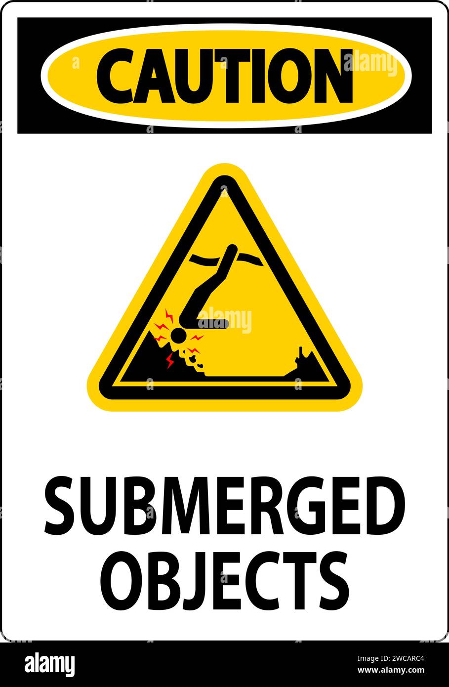 Water Safety Sign Caution - Submerged Objects Stock Vector Image & Art ...
