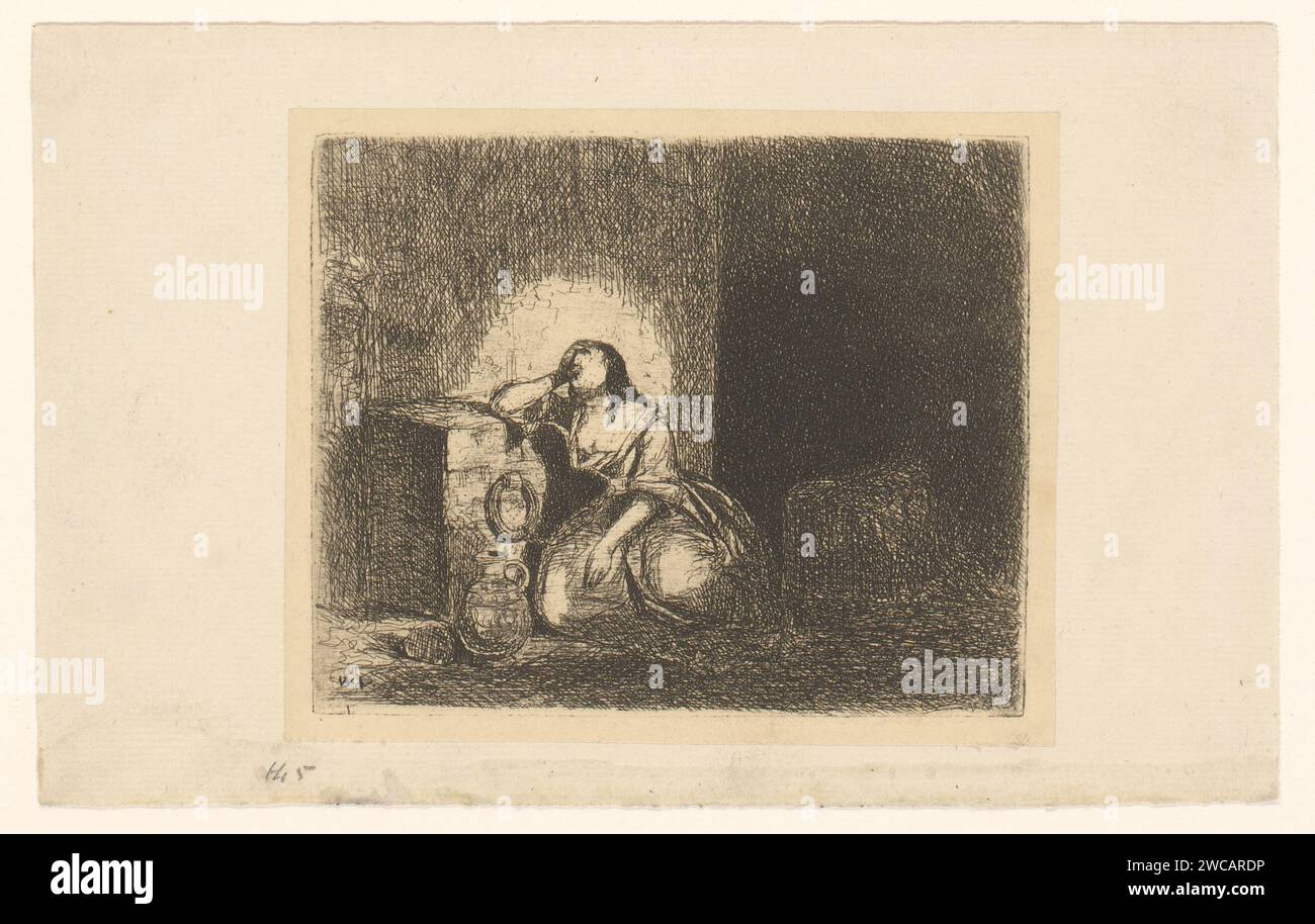 Lower with a woman chained on a low wall, Guillaume Joseph Vertommen ...