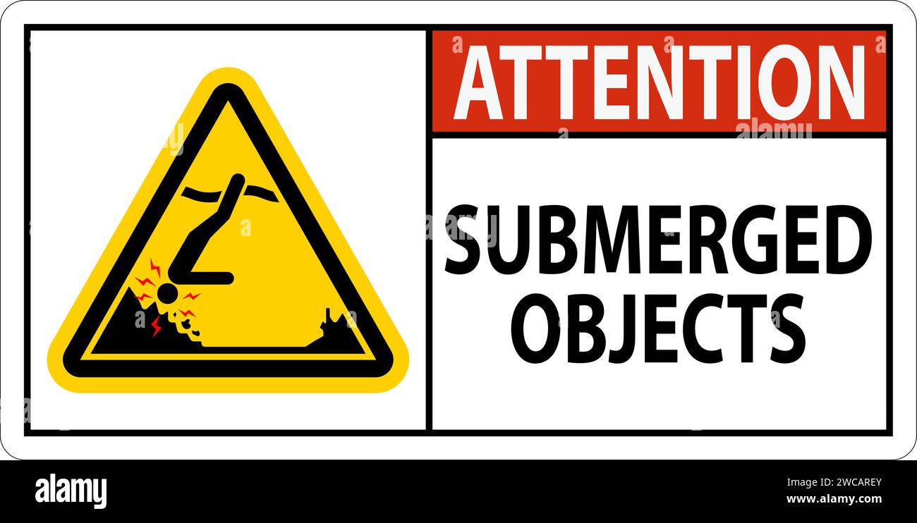 Water Safety Sign Attention - Submerged Objects Stock Vector Image ...