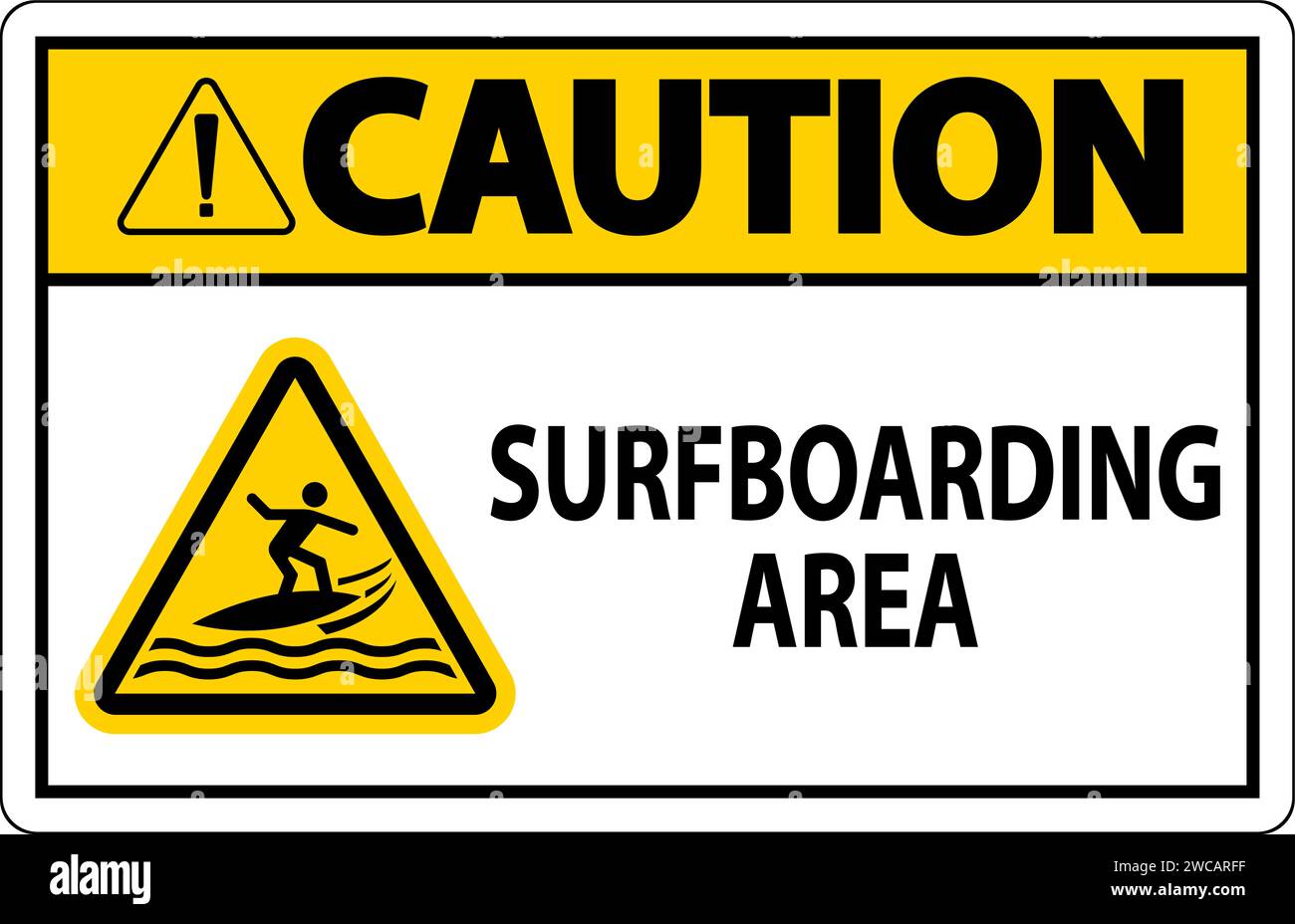 Water Safety Sign Caution - Surfboarding Area Stock Vector Image & Art ...