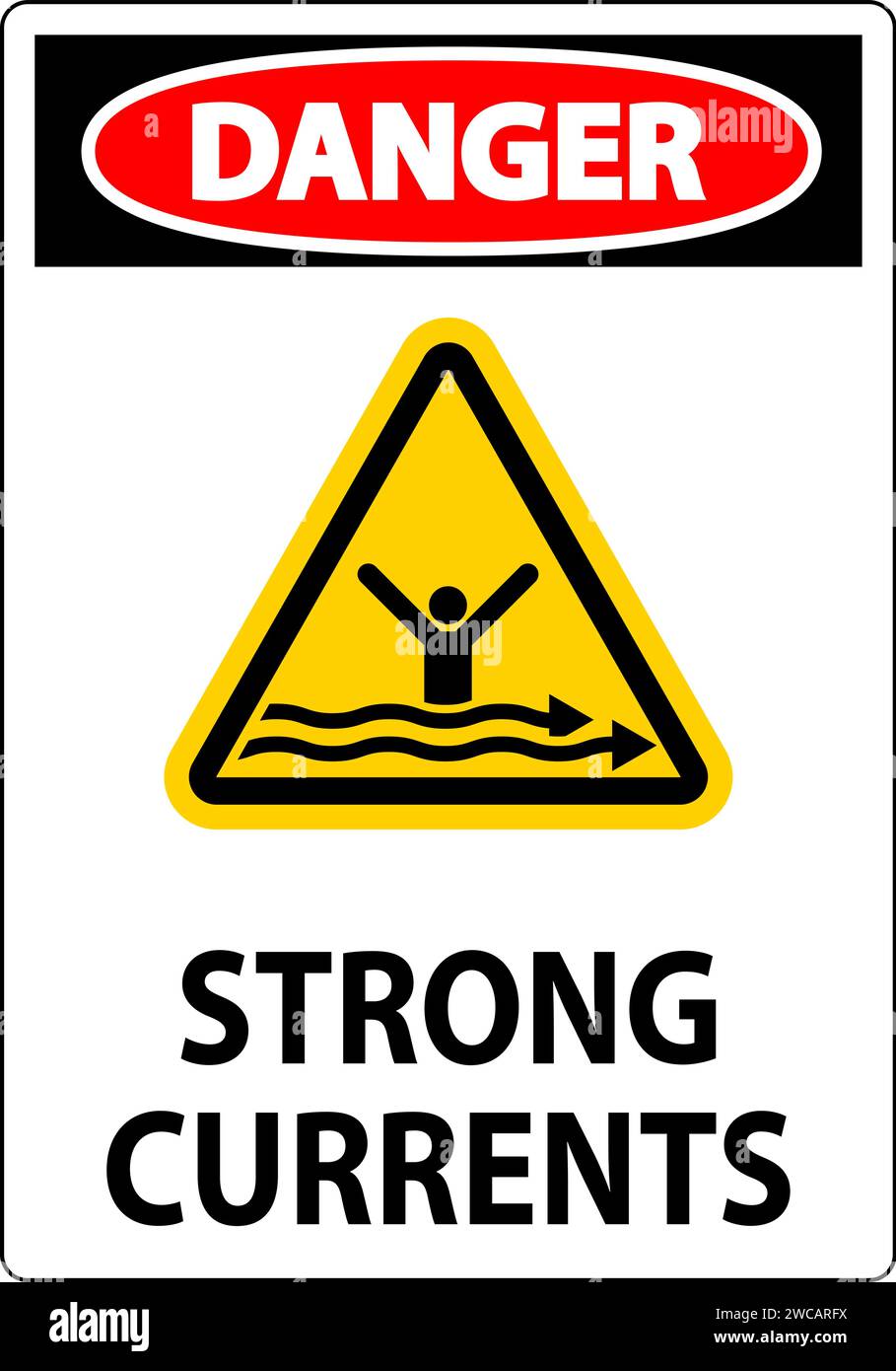 Water Safety Sign Danger - Strong Currents Stock Vector Image & Art - Alamy
