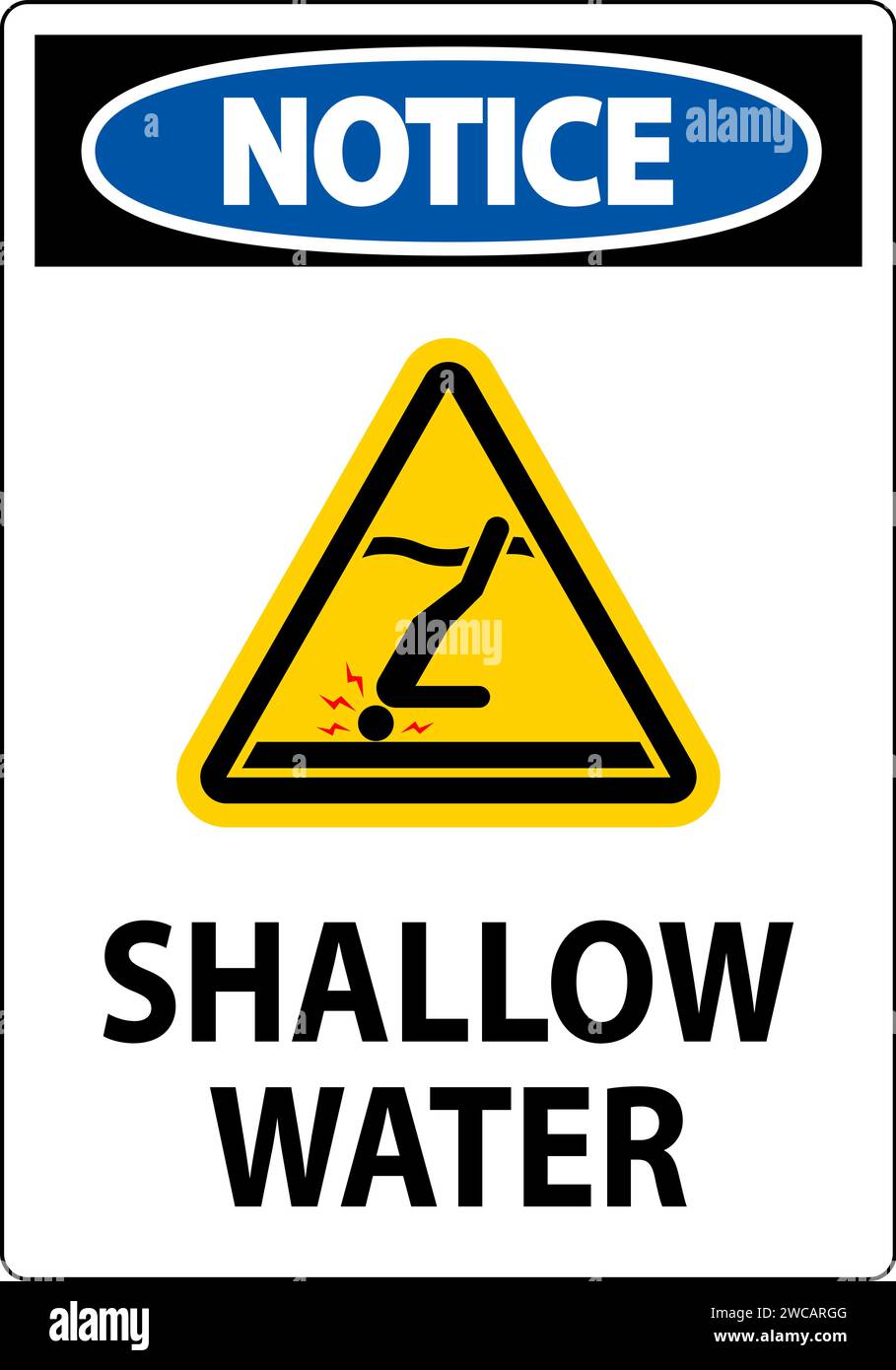 Water Safety Sign Notice - Shallow Water Stock Vector Image & Art - Alamy