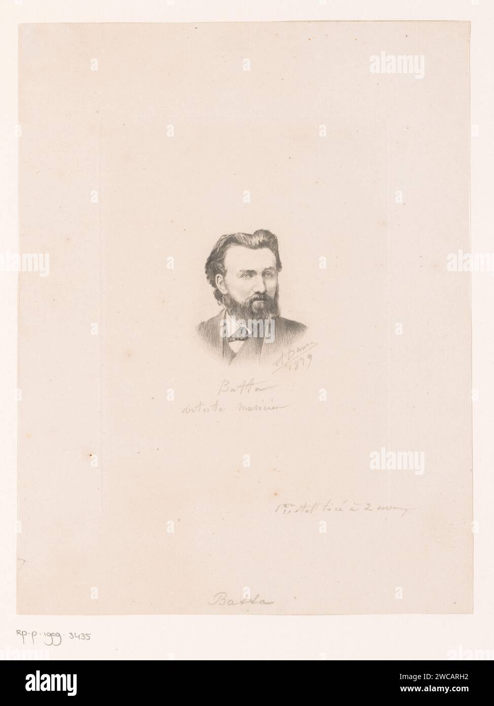 Portrayed van alexandre Batta, Auguste Danse, 1879 print paper etching ...