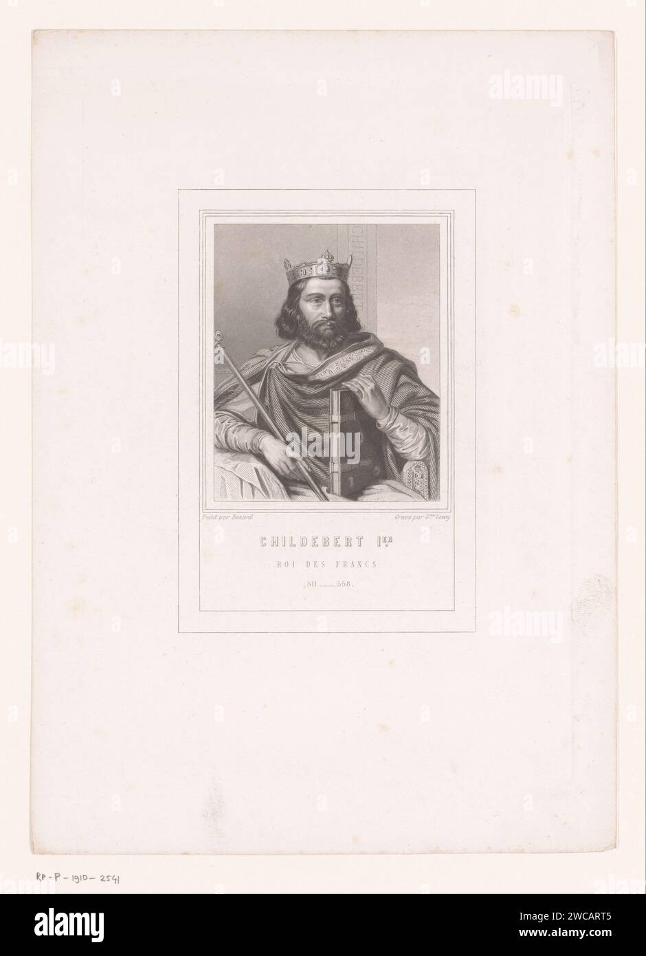 Portrait of Childebert I, King of Austrasia, Gustave Lévy, After Jean ...