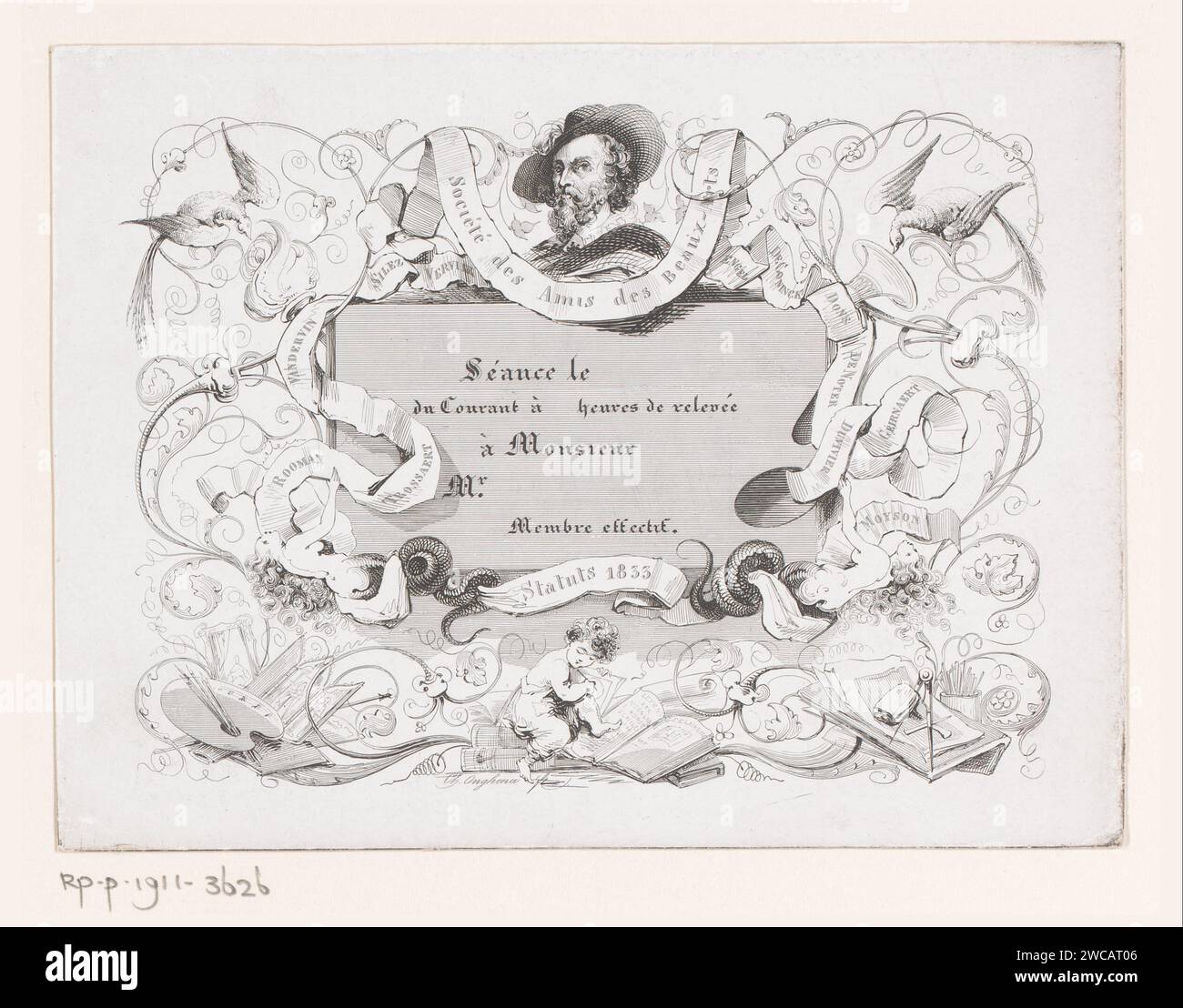 Uitnodigingskaart van de Societé des Amis des Beaux -Arts, Charles ...