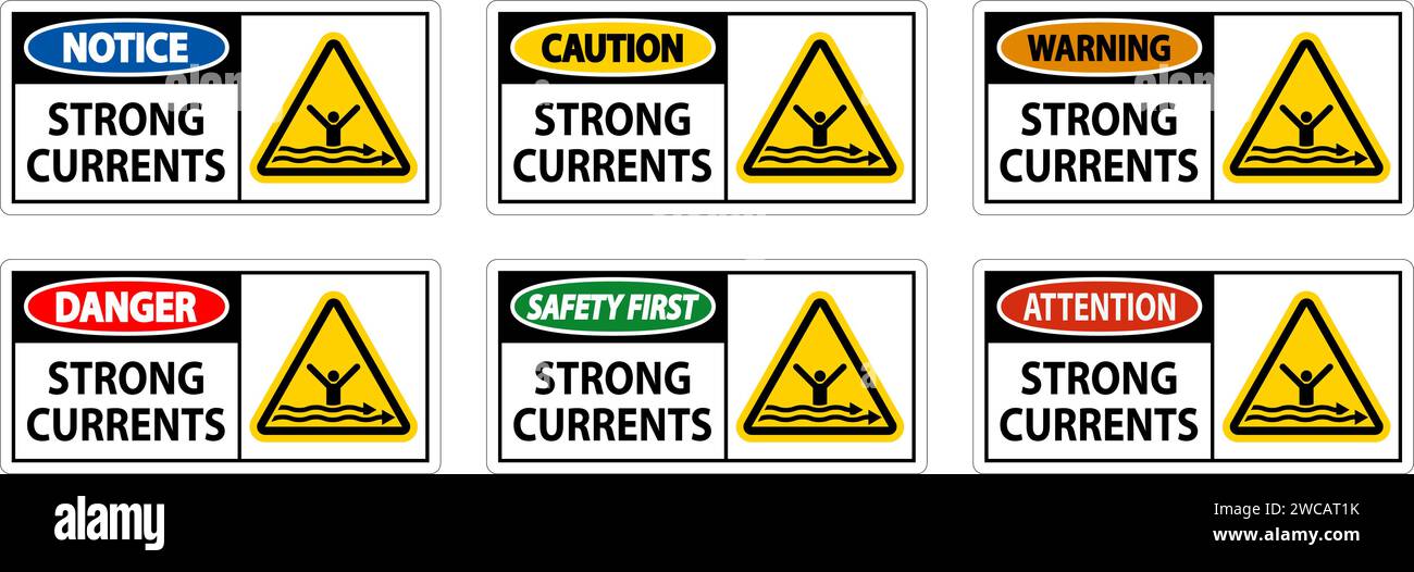 Water Safety Sign Warning - Strong Currents Stock Vector Image & Art ...