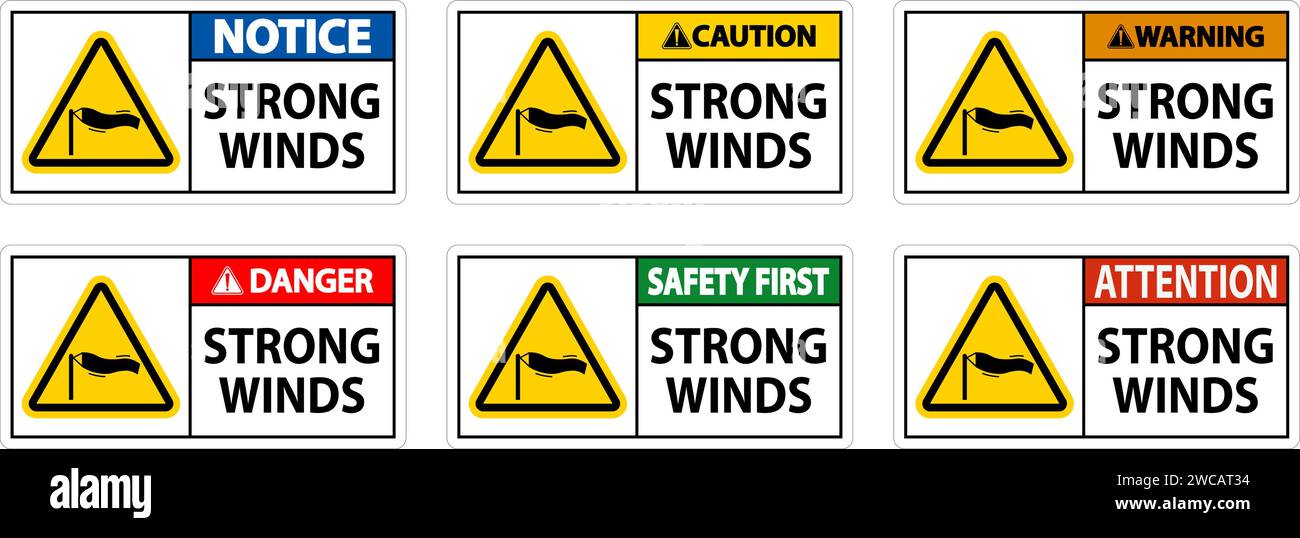 Water Safety Sign Warning - Strong Winds Stock Vector Image & Art - Alamy