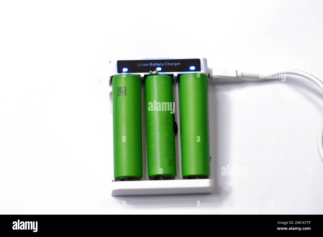 Cairo, Egypt, January 13 2024: 18650 battery pack cells, cylindrical ...