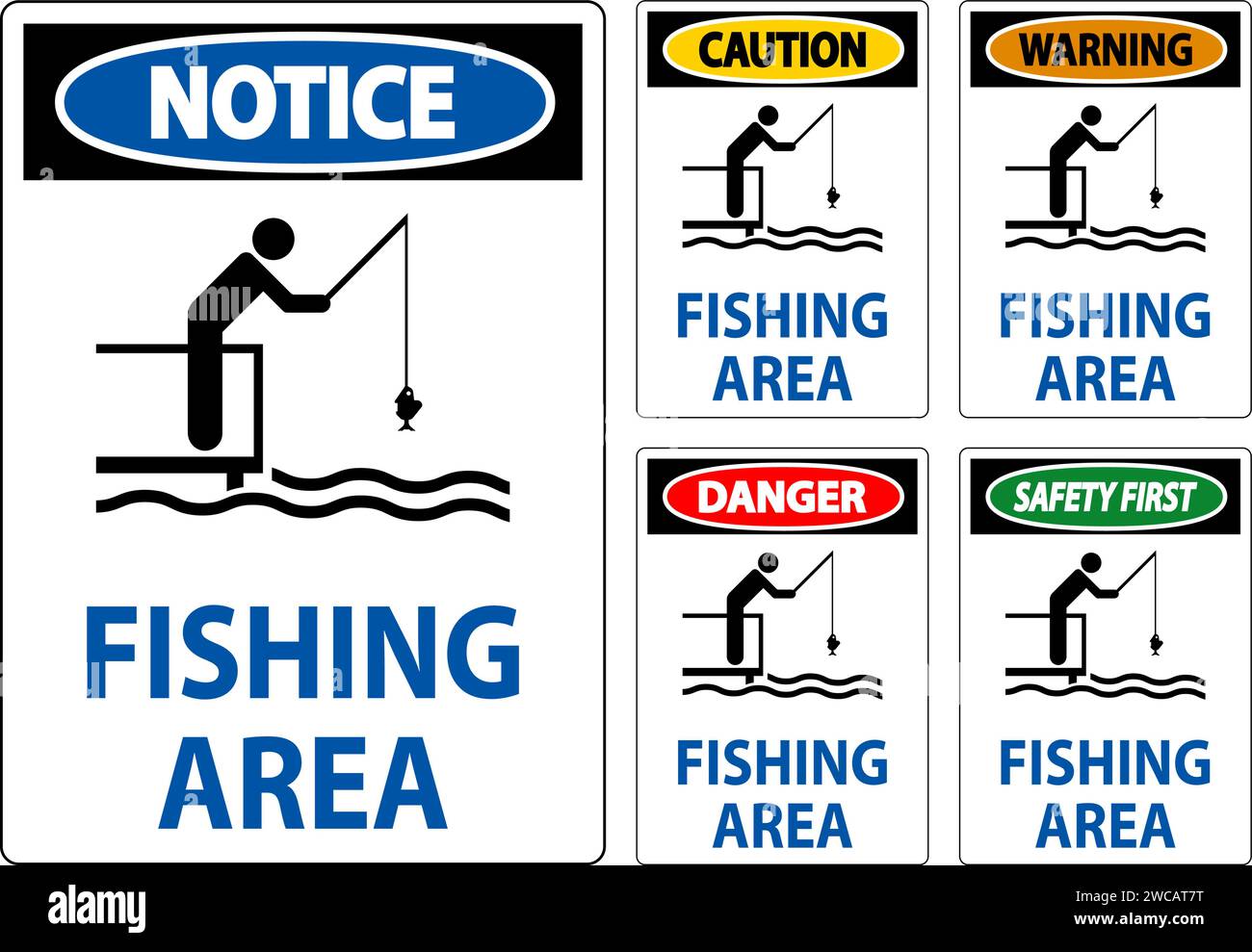 Water Safety Sign Notice -Fishing Area Stock Vector Image & Art - Alamy