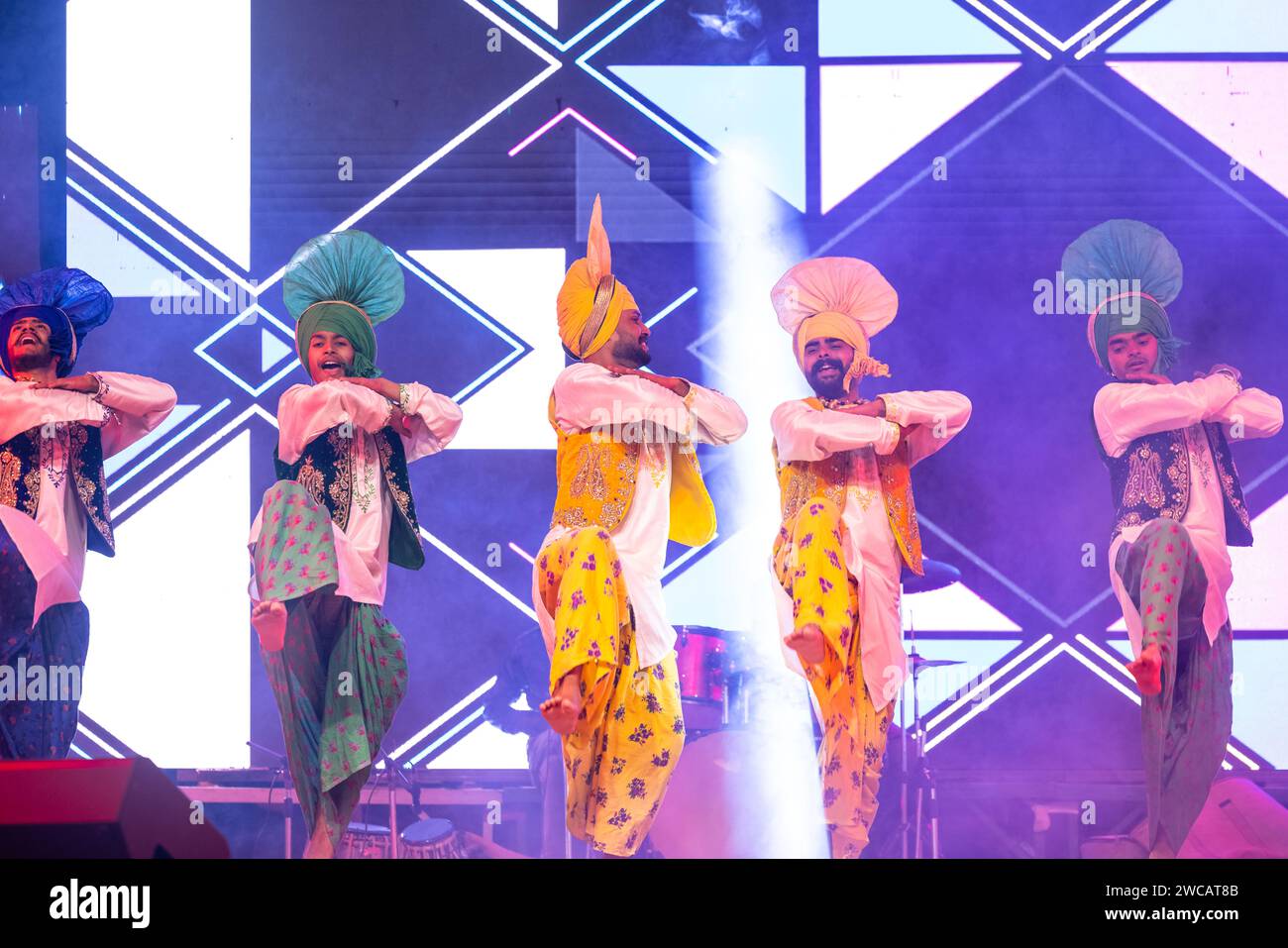 Group of punjabi artists from punjab performing bhangra dance in ...