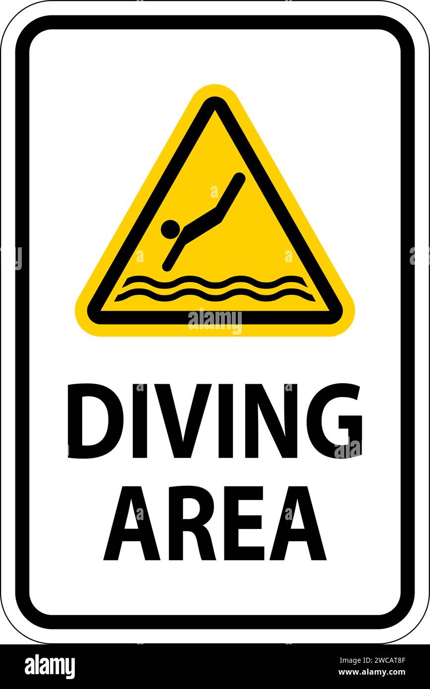 Water Safety Sign Caution - Diving Area Stock Vector Image & Art - Alamy