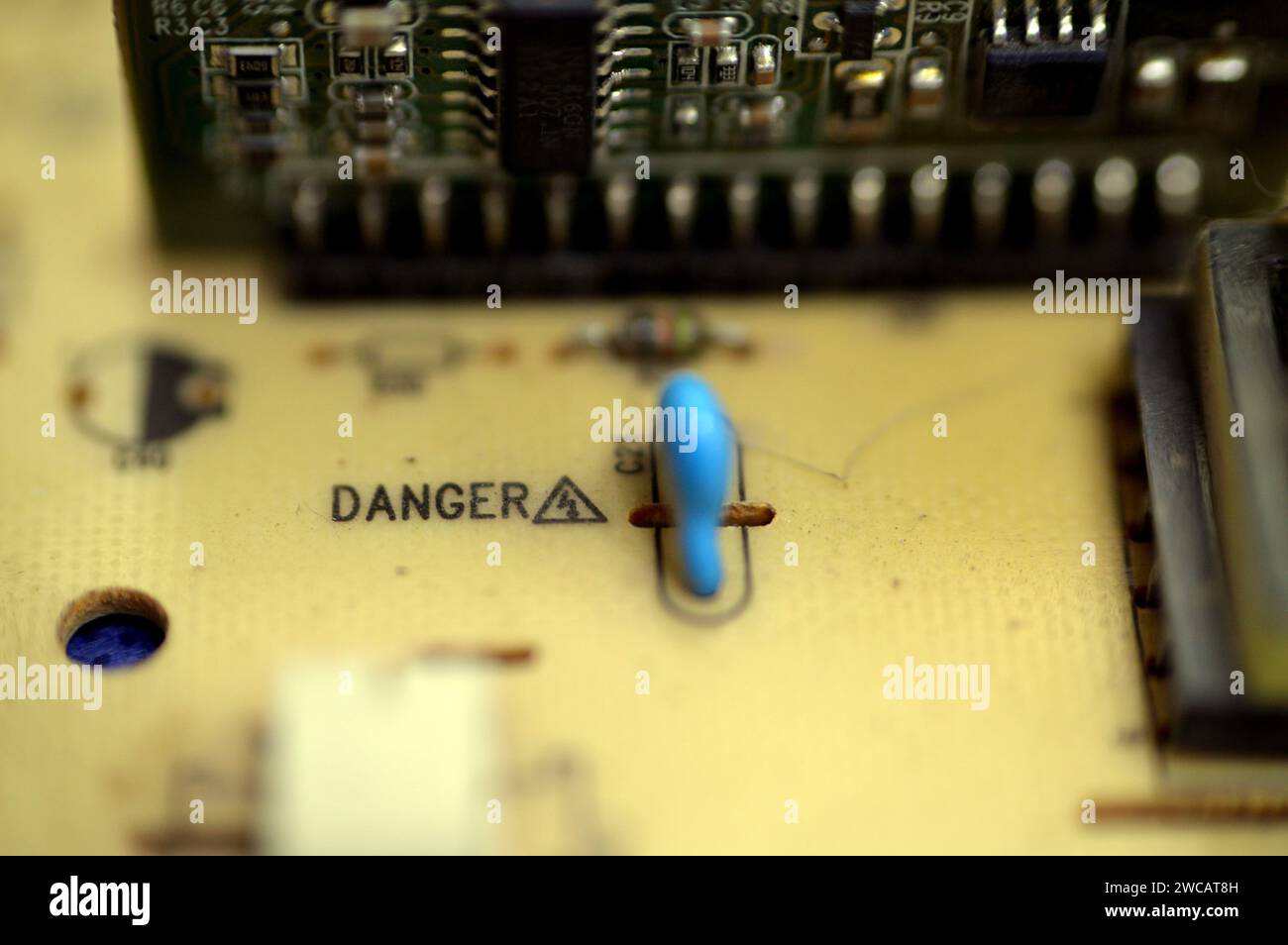 interior of LED TV Television main board power circuit, wires ...