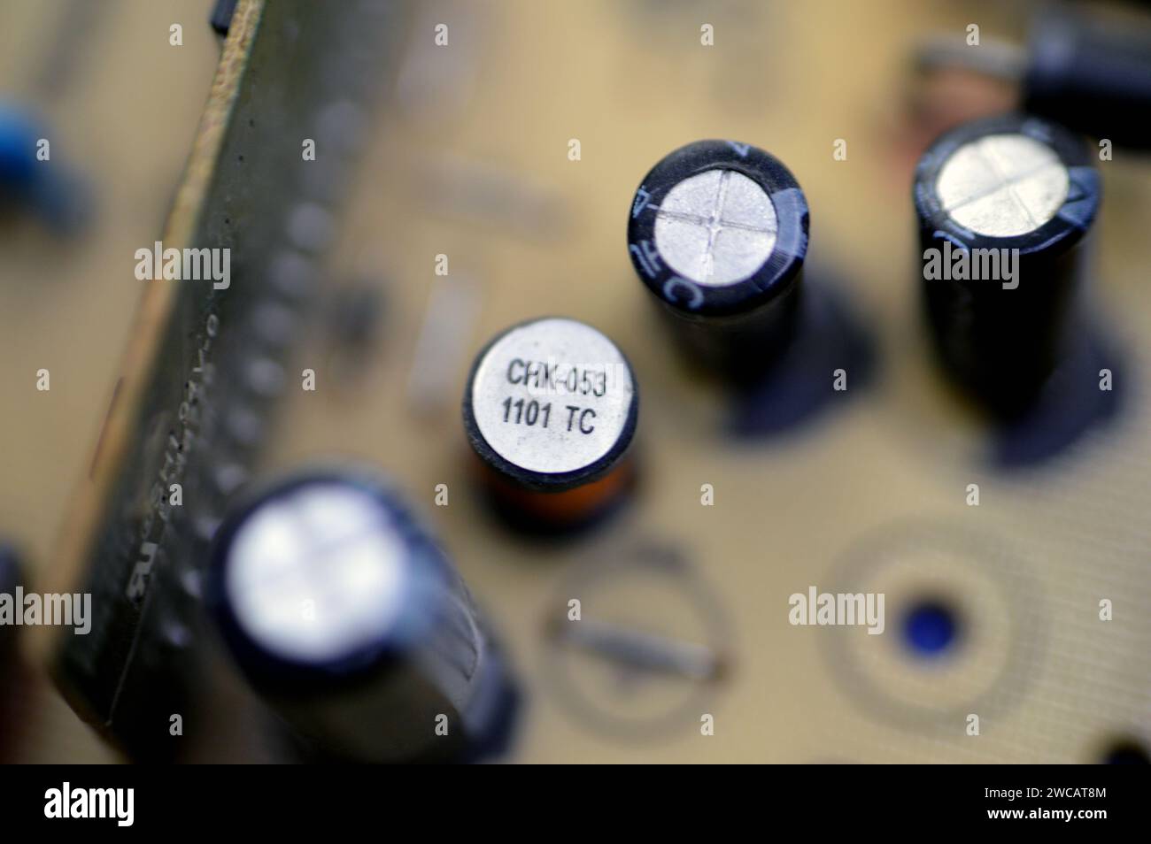 interior of LED TV Television main board power circuit, wires ...