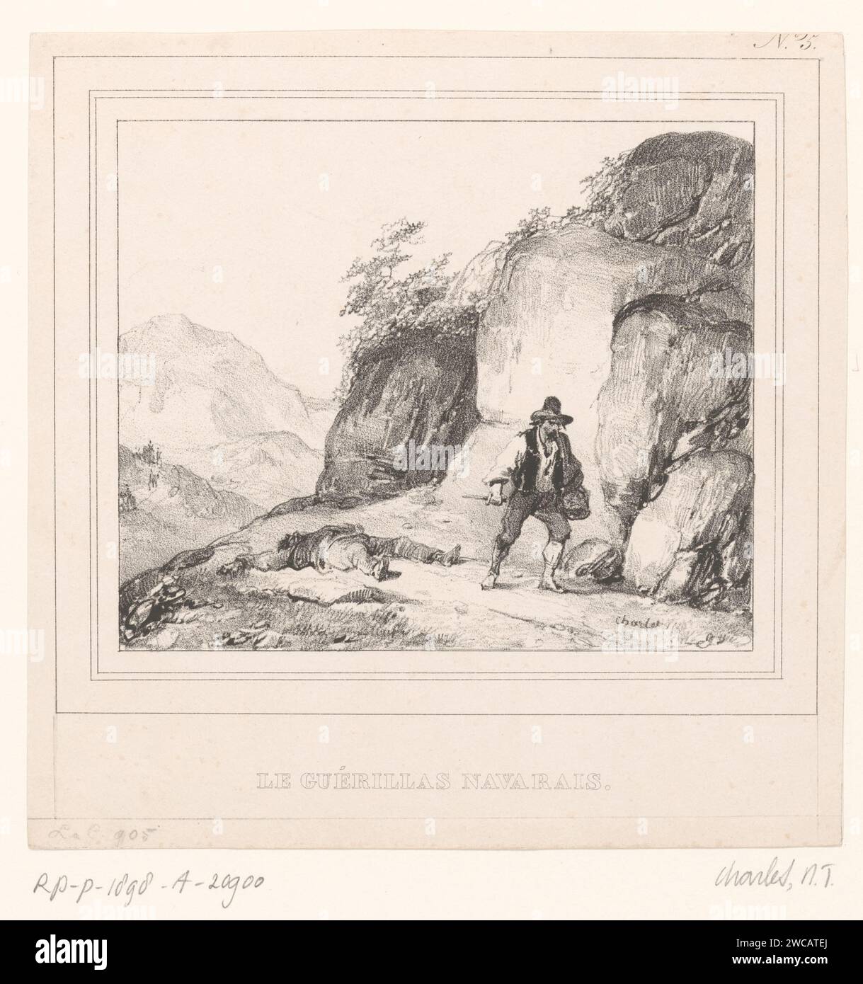 Landscape with armed guerrilla rider and a dead one, Nicolas Toussaint ...