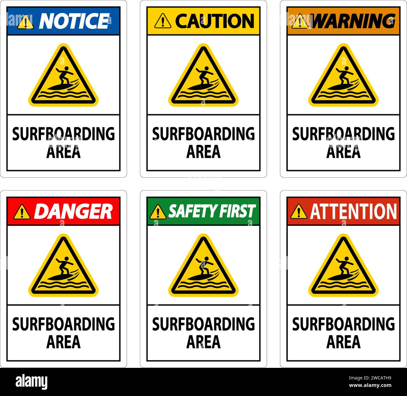 Water Safety Sign Warning - Surfboarding Area Stock Vector Image & Art ...