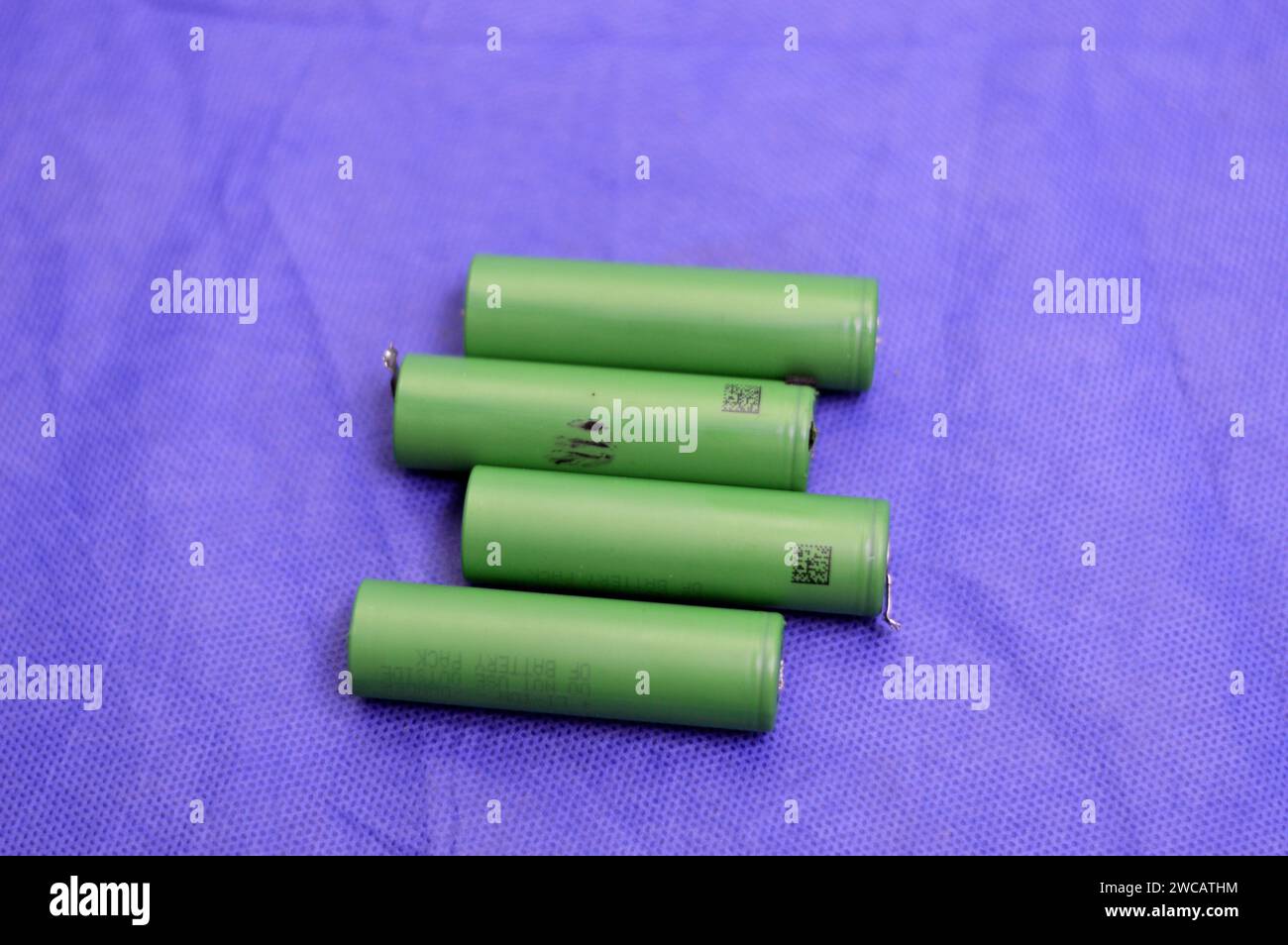 Cairo, Egypt, January 13 2024: 18650 battery pack cells, cylindrical ...