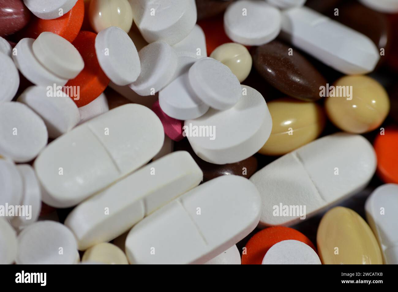 tablets, medical treatment with drugs concept, misuse and drug abuse ...