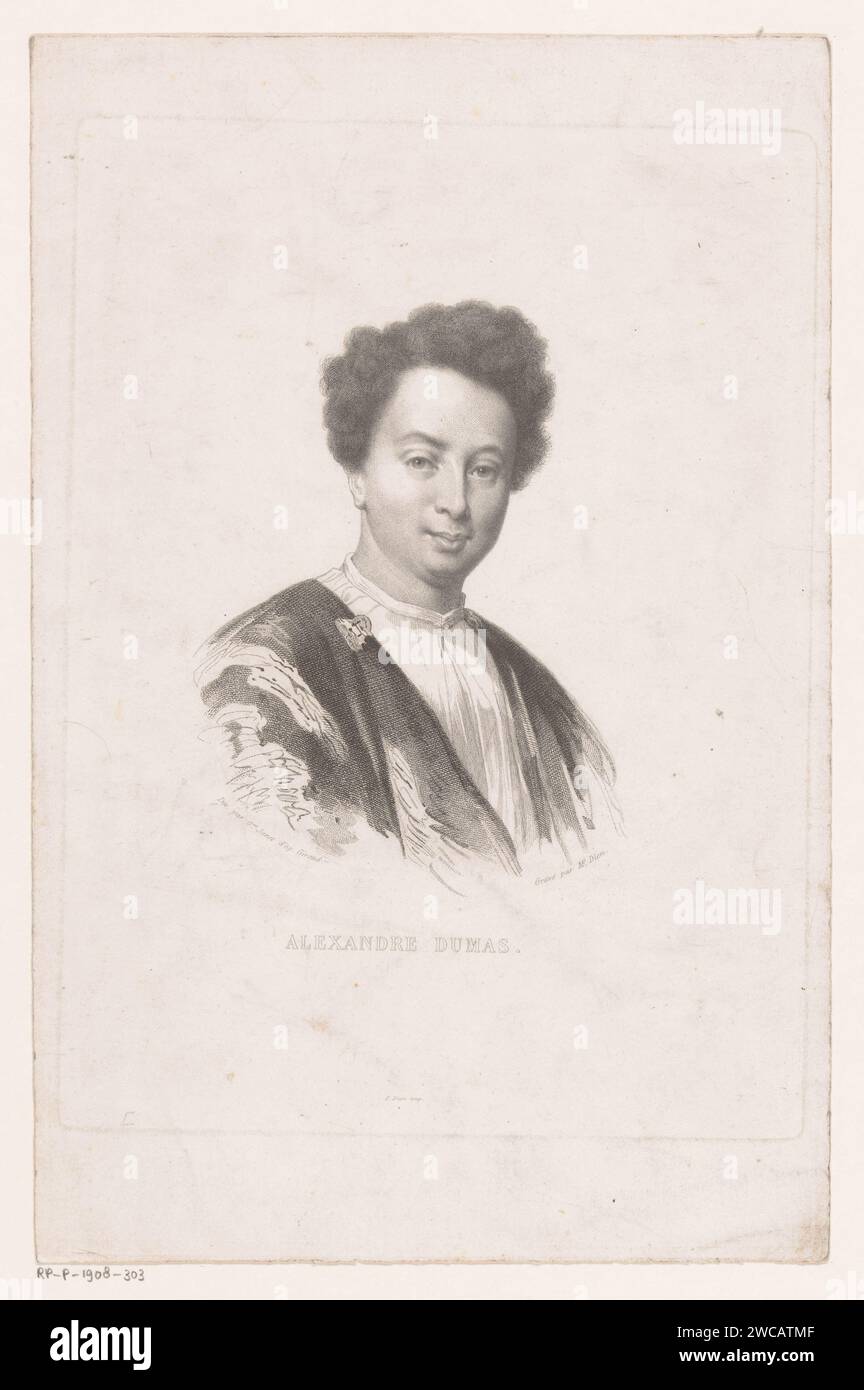 Portret van Alexandre Dumas Father, Claude Marie François Dien, after ...